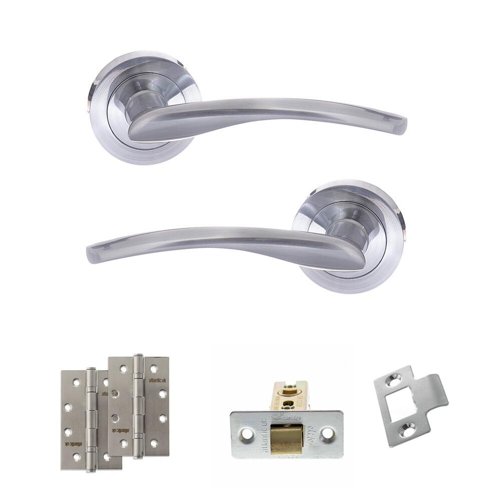 Status Arizona Lever Handle On Round Rose, Latch Door Pack