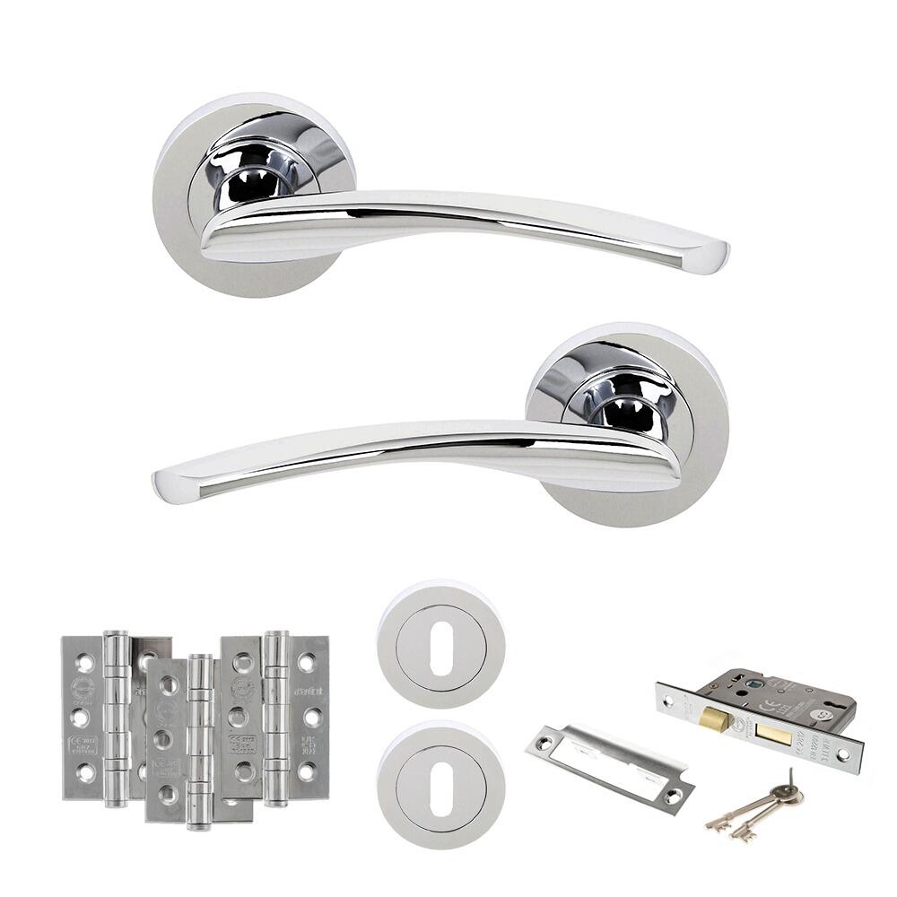 Status Arizona Lever Handle On Round Rose, Sashlock Door Pack