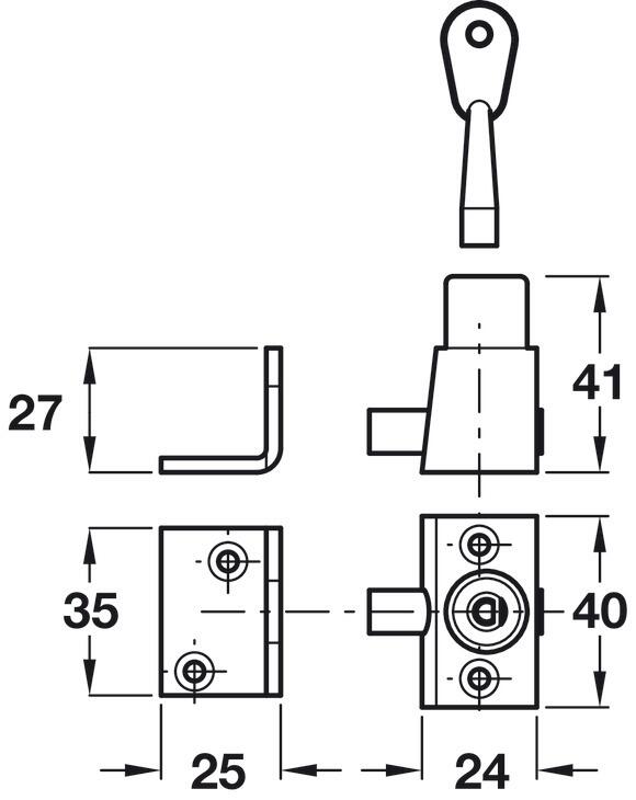 Window Bolt, Sash, With Standard Key, Steel And Brass