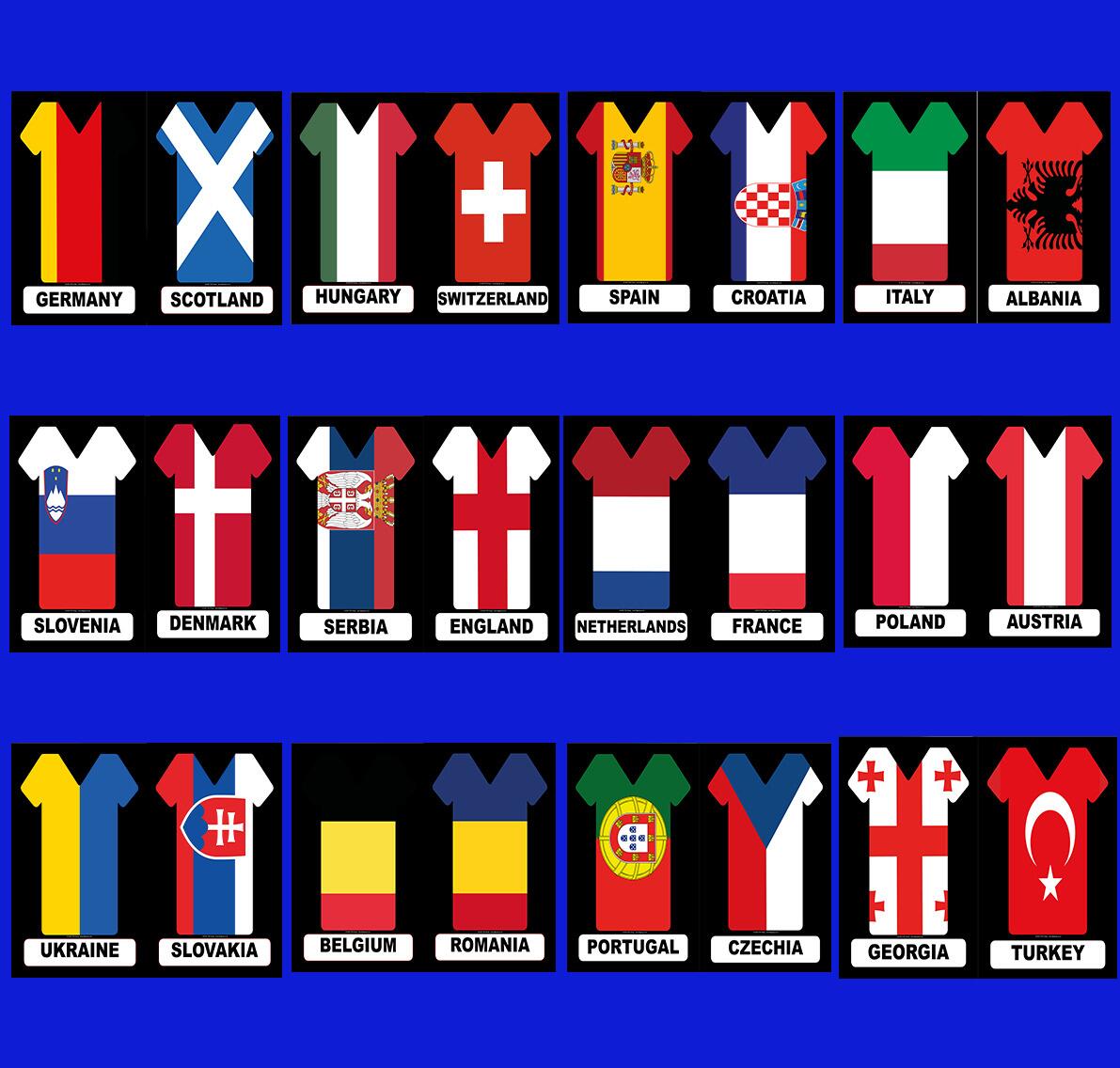 Euro 2024 Large Shirt Cut Outs Of Each Participating Nation In Full