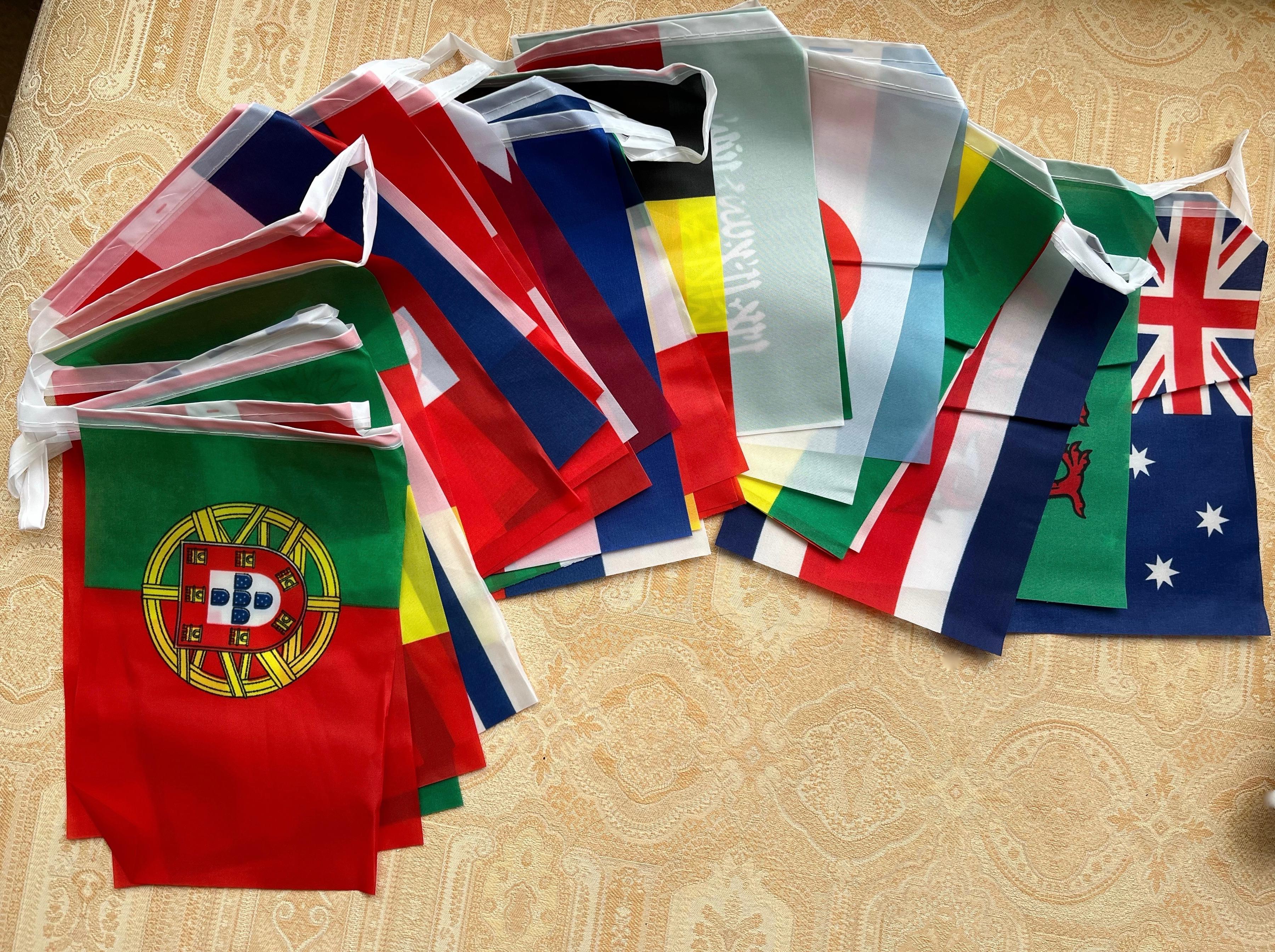 World Cup Qatar 2022 - 10m Fabric Bunting With All 32 Nations Flags