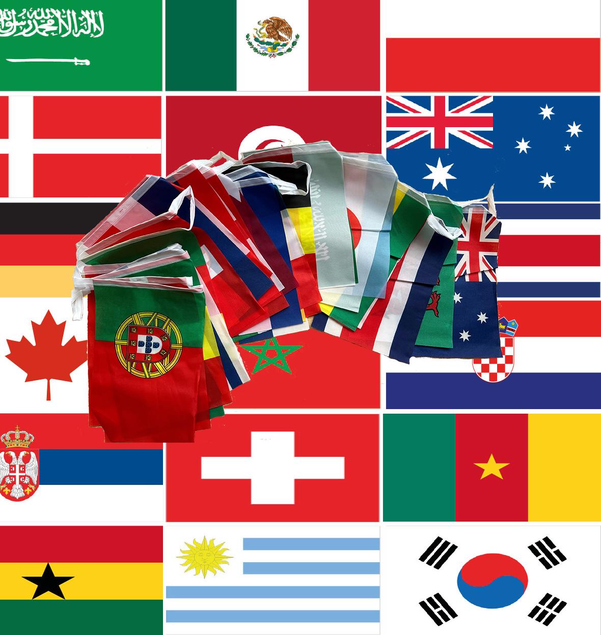 World Cup Qatar 2022 - Fabric Flag and Bunting Pack (32 Fabric Flags ...