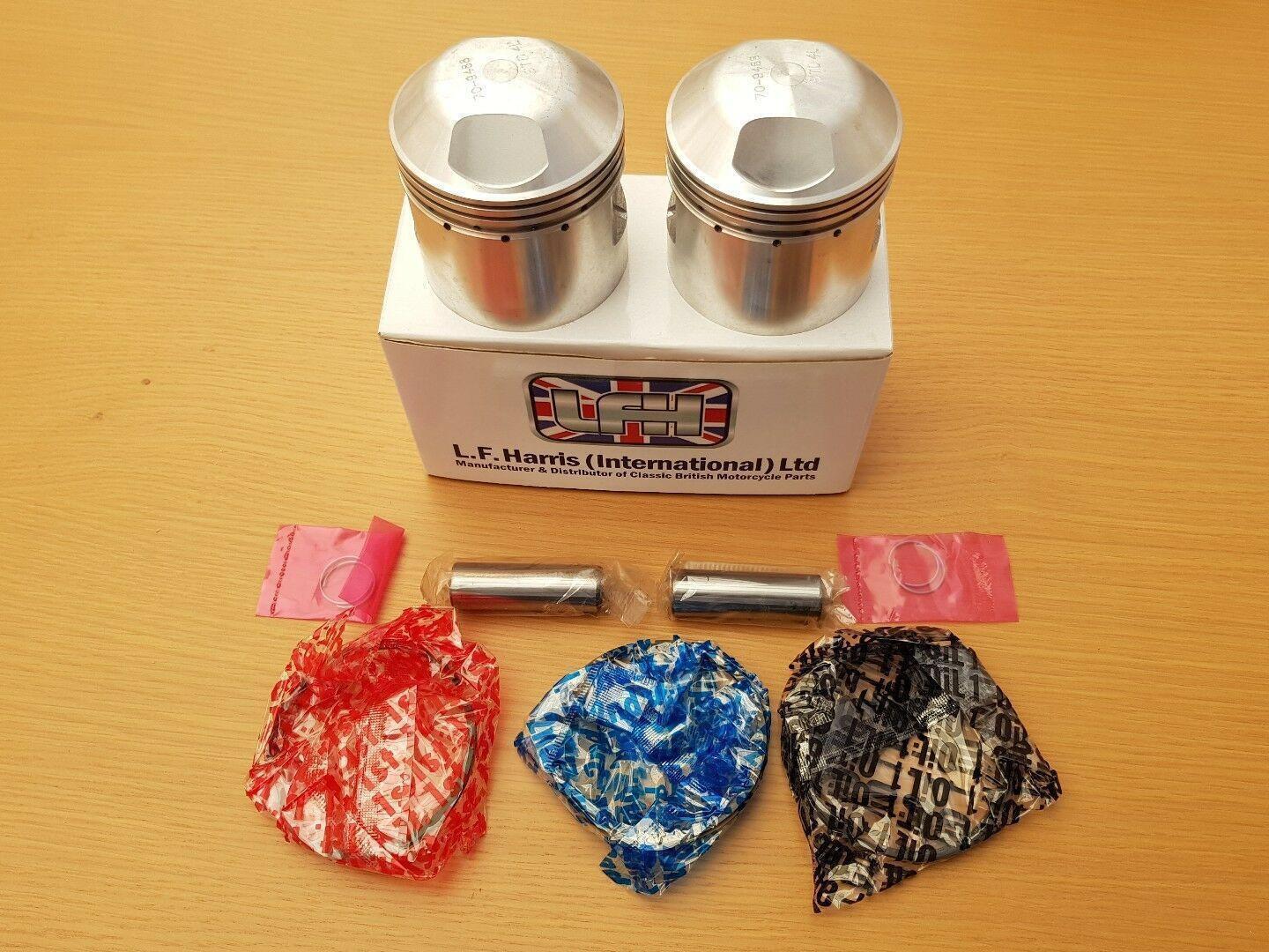 TRIUMPH 650 + 0.60" OVERSIZE PISTONS COMPLETE 71 mm 9:1 COMP 70-9488 UK ...