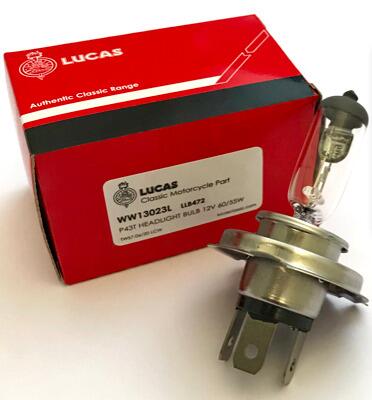 GENUINE LUCAS TRIUMPH BSA NORTON HEADLIGHT BULB 12V 60/55W P43T H4 LLB472