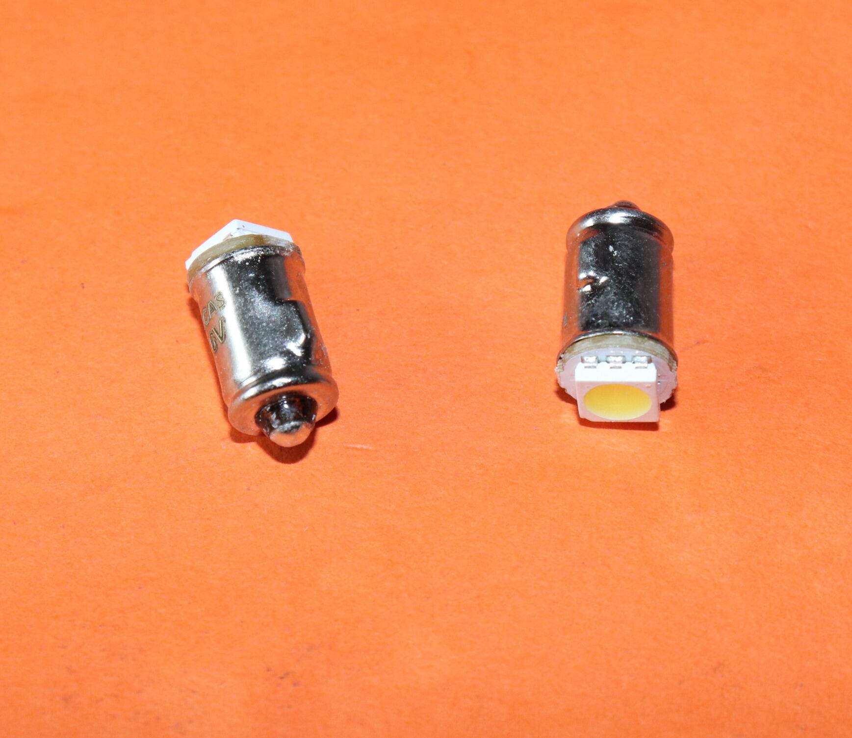 TRIUMPH NORTON BSA LUCAS PAIR 6V LED BA7S INSTRUMENT WARNING LIGHT BULBS