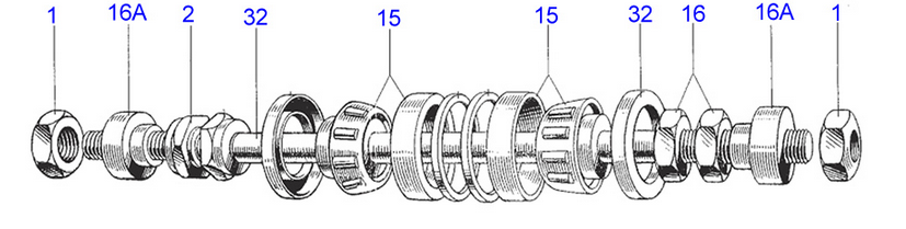 TS42 TRIUMPH PRE UNIT RIGID 2 X REAR WHEEL RIGID AXLE HUB NUTS 1946-54 ...