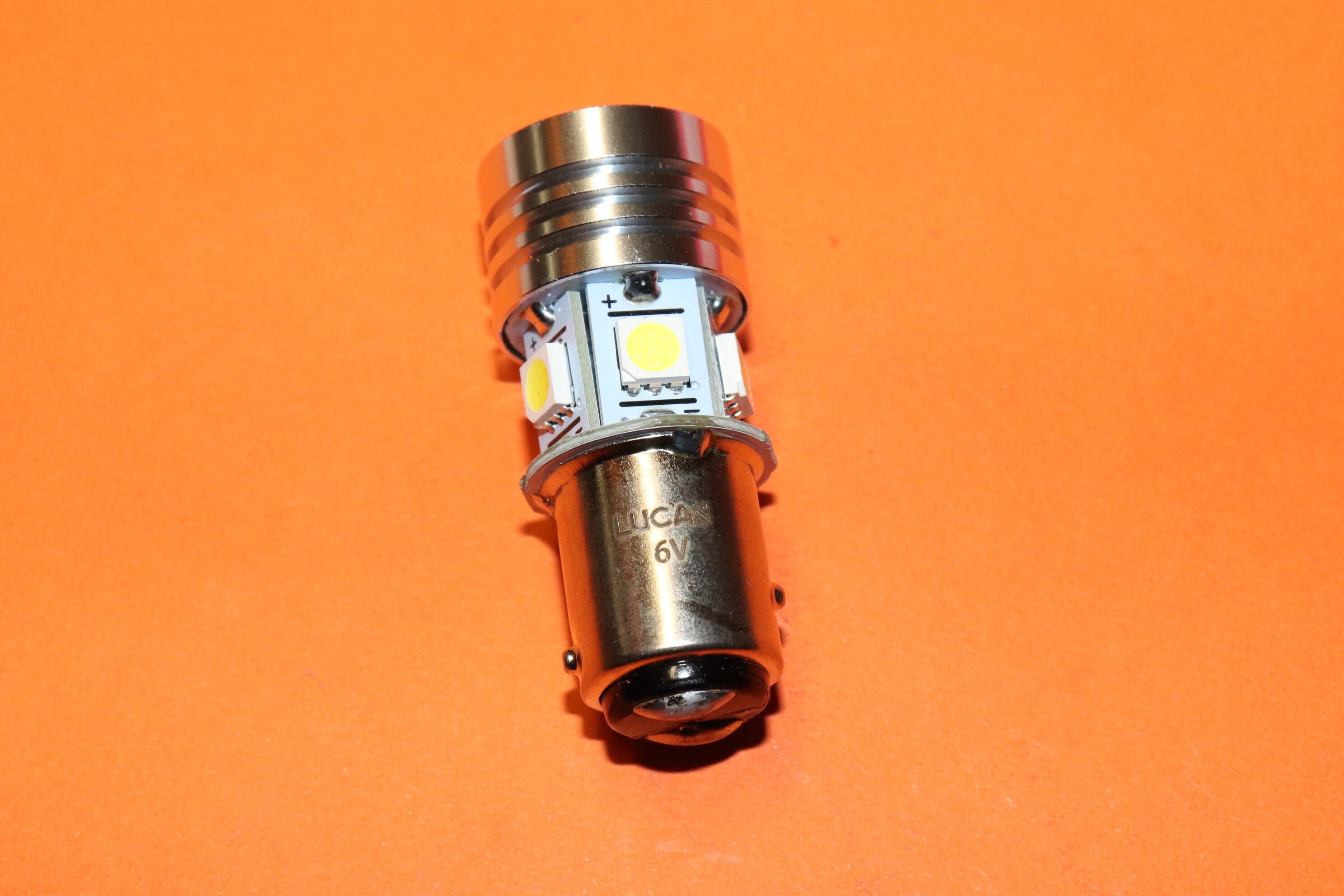 LUCAS 6V LED + OR - ⏚ STOPTAIL BULB LLB380 BAY15D TRIUMPH BSA NORTON ...