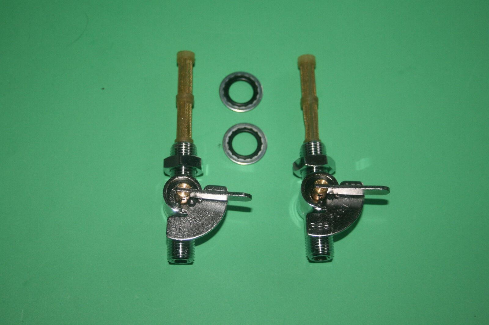 TRIUMPH NORTON BSA MAIN AND RESERVE CHROME 1/4" FUEL TAPS VITON 60-4511 ...