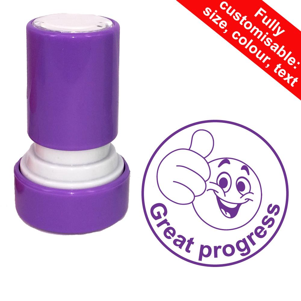 Teacher Stamps | Great progress (Emoji) School Stamp. Reinkable, 22mm ...