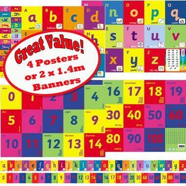 Classroom Display | Numbers & Alphabet Posters / Converts to a 3.5m Banner!