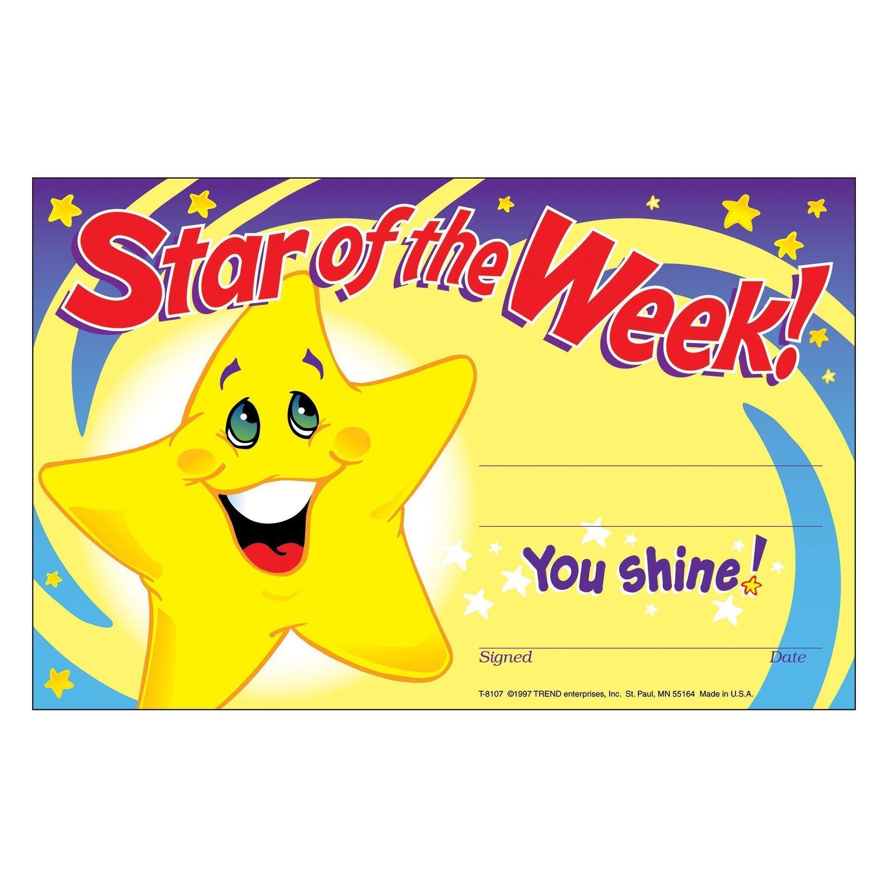 School Certificates | 30 x "Star of the Week" Award Certificates for ...