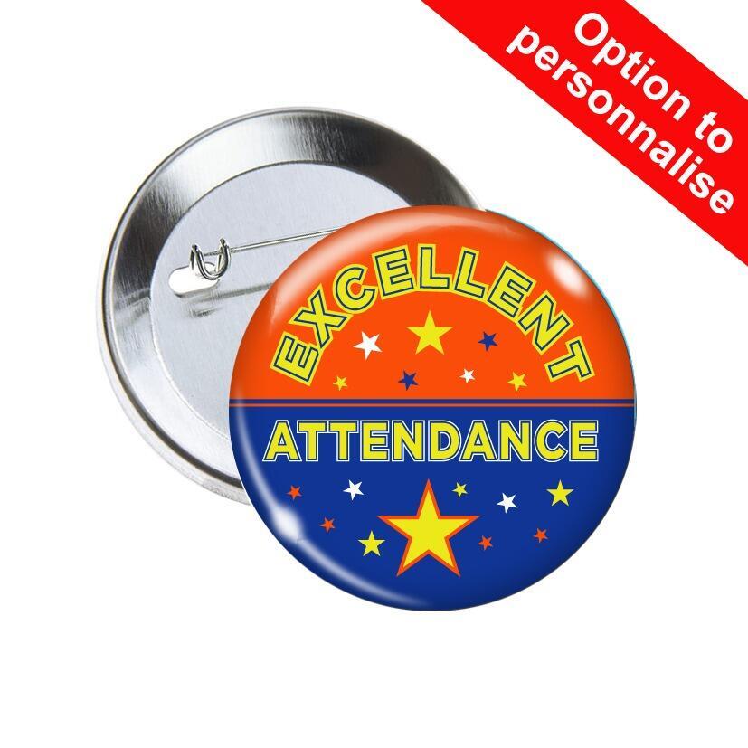 School Badges | Excellent Attendance, Star Design Pin Badges for ...