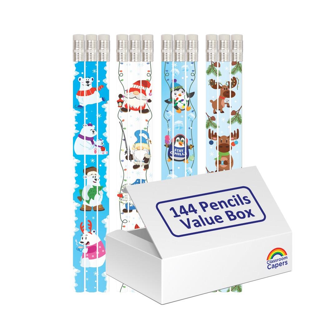 Bulk Reward Pencils | 144 x Christmas Design HB Pencils. Great for ...