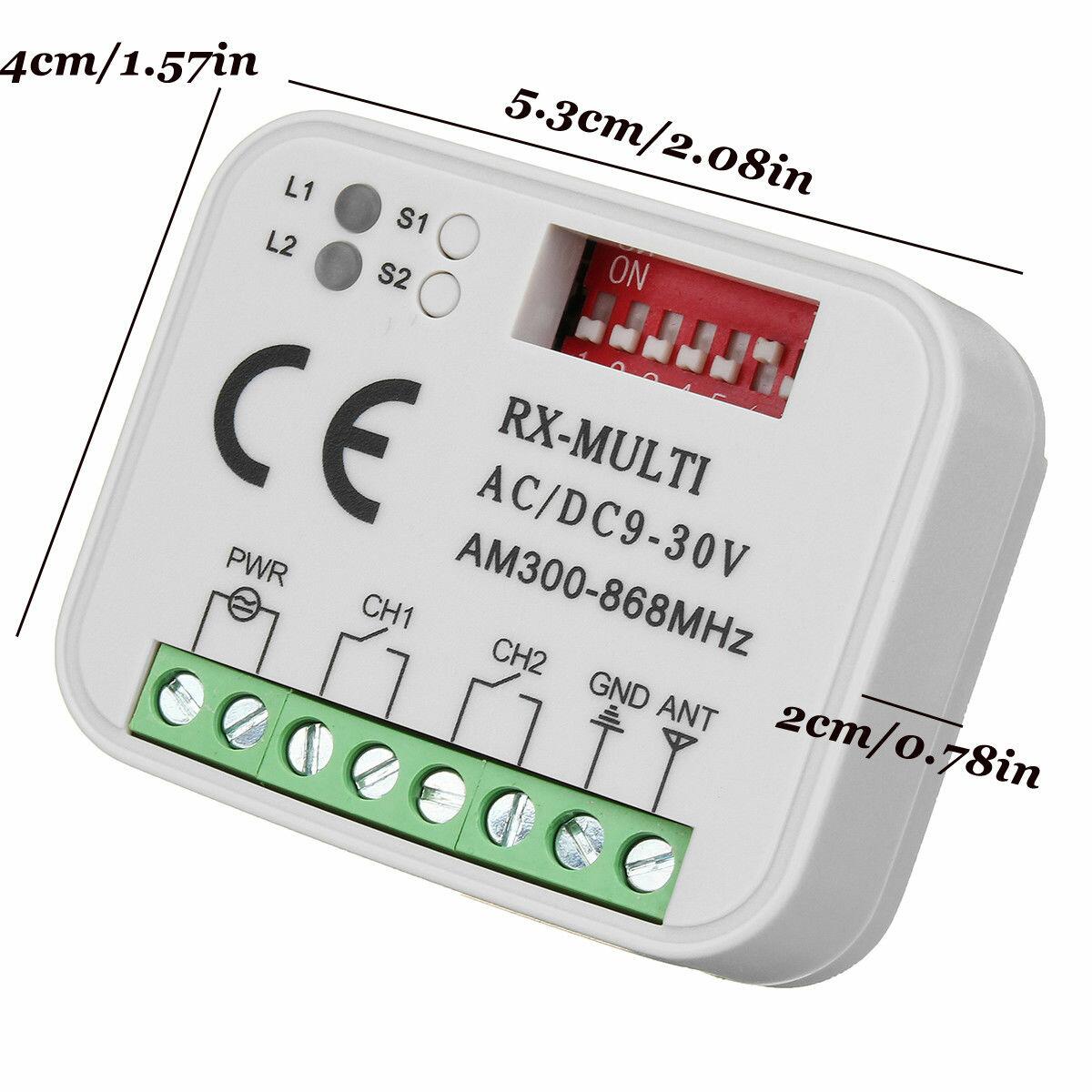 Rx-Multi Universal Multi-brand Multi-Frequency 433-868MHz. 2-Ch ...