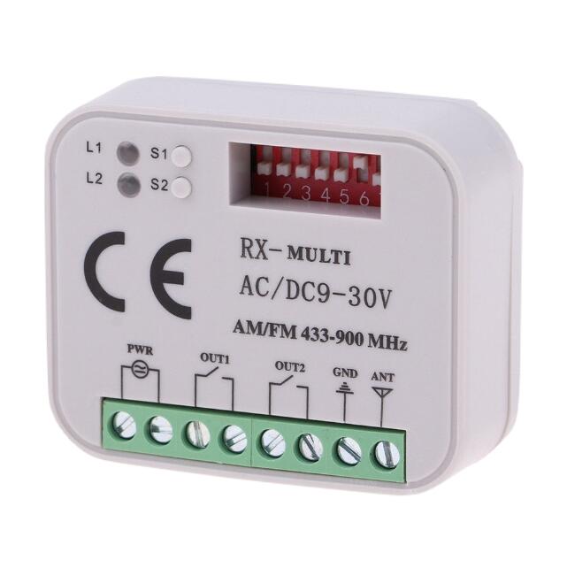 Rx-Multi Universal Multi-brand Multi-Frequency 433-868MHz. 2-Ch. Receiver. 9V ~ 30V AC/DC