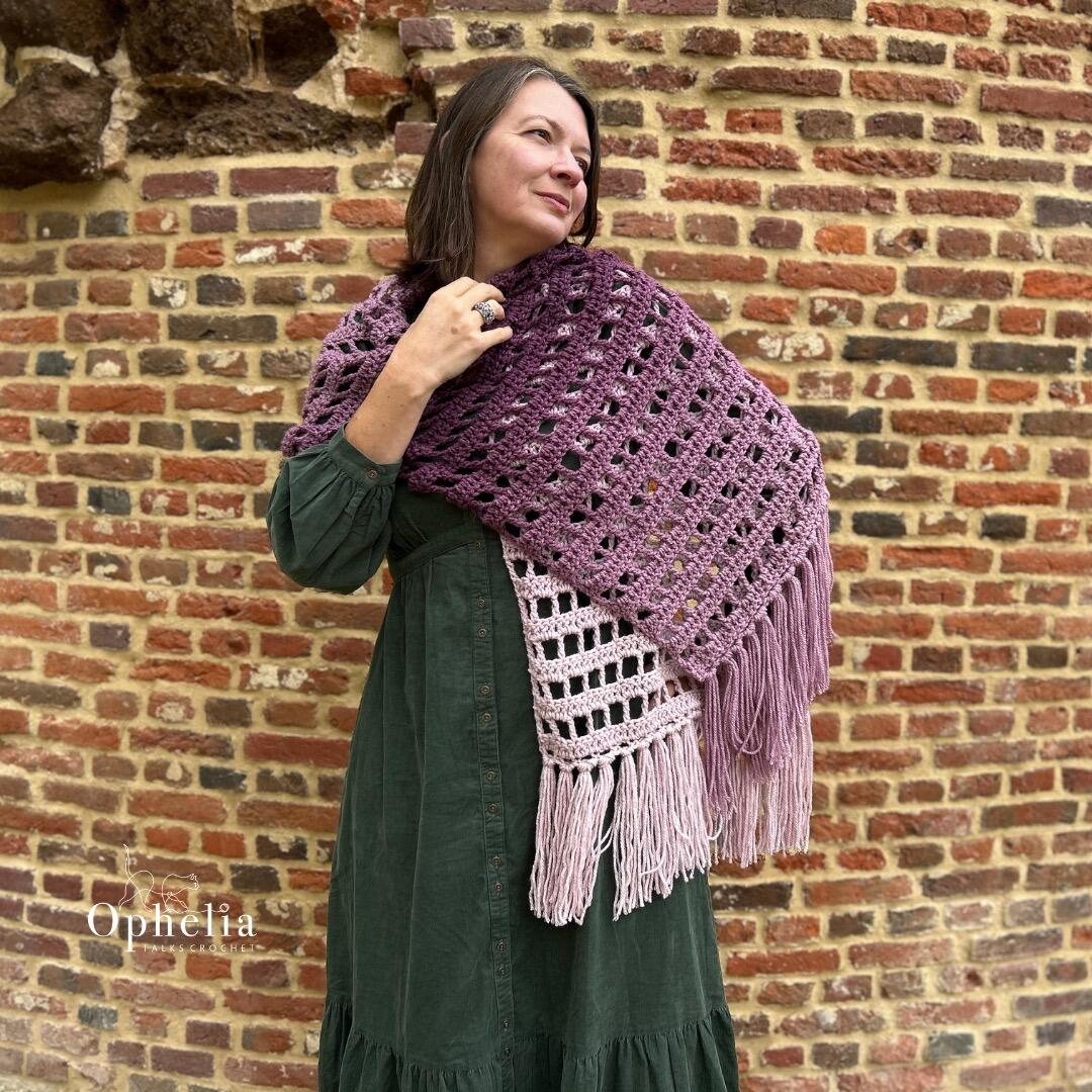 Plums Ombre Shawl Crochet Pattern | Digital Download