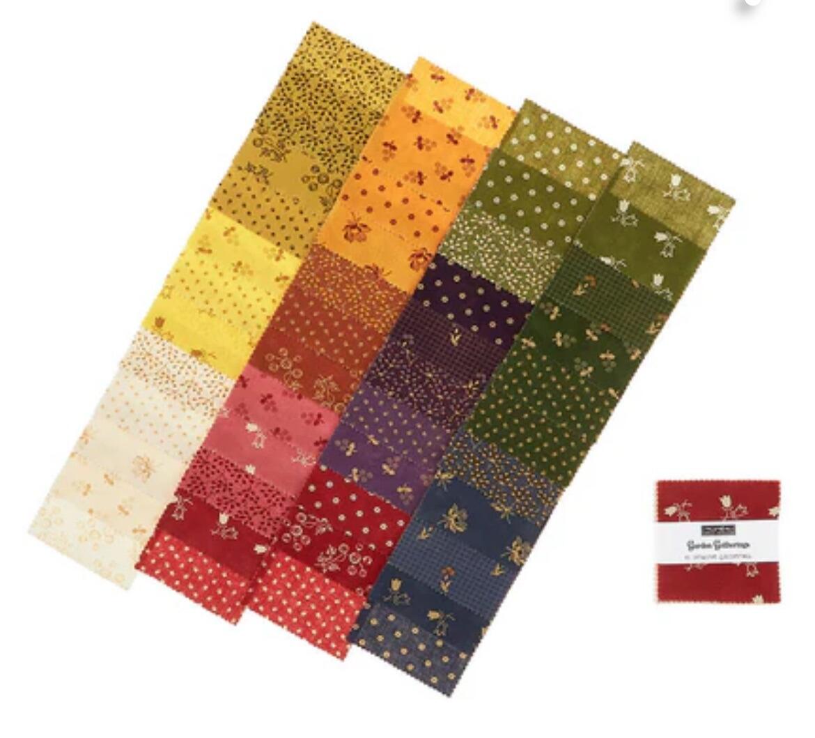 Moda Garden Gatherings Tranquility Pack - 40 2.5" squares