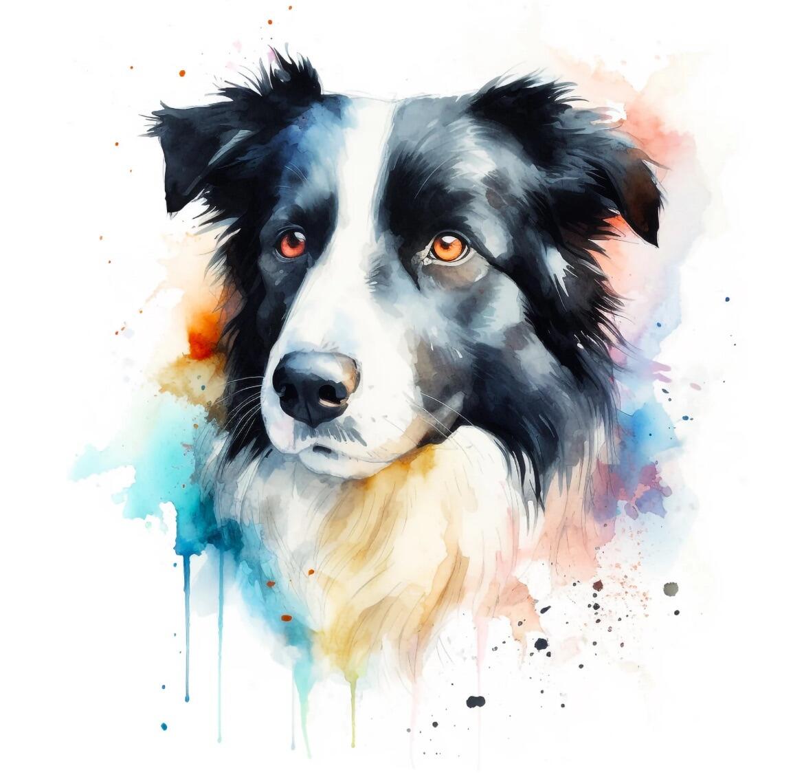 Rainbow Splatter Border Collie Panel