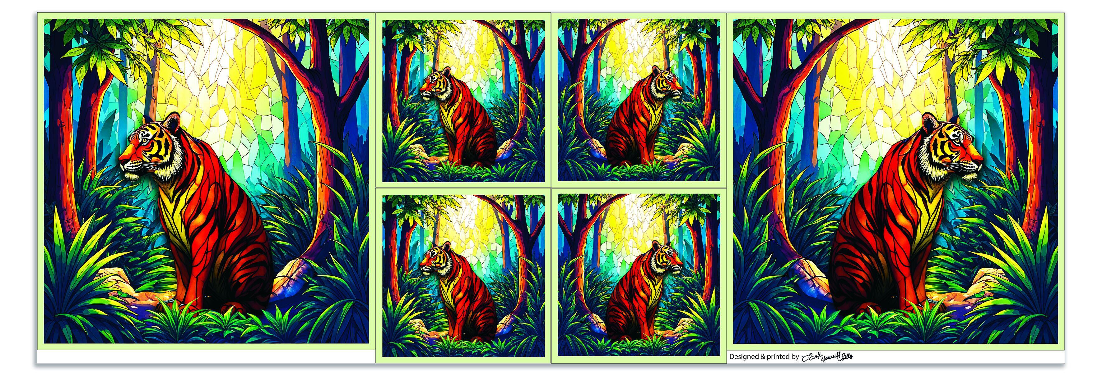 Stained Glass Tiger Bag / Cushion Panel - Previous Fabric Stock