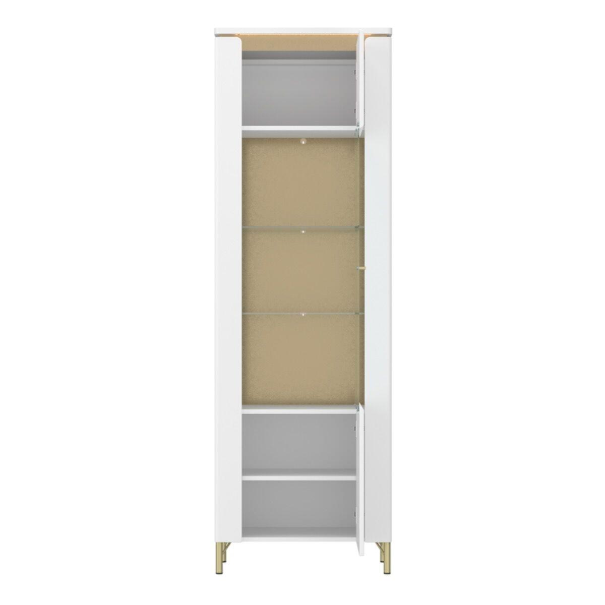 Geneva Vitrin 1 Door in Alpine White/White Gloss Display Cabinet