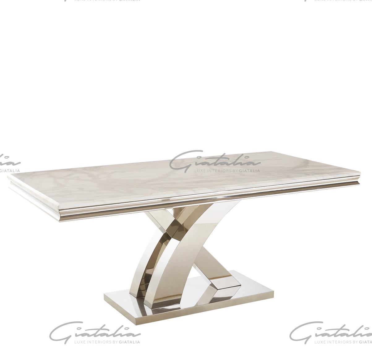 180cm Mayfair White Marble Dining Table
