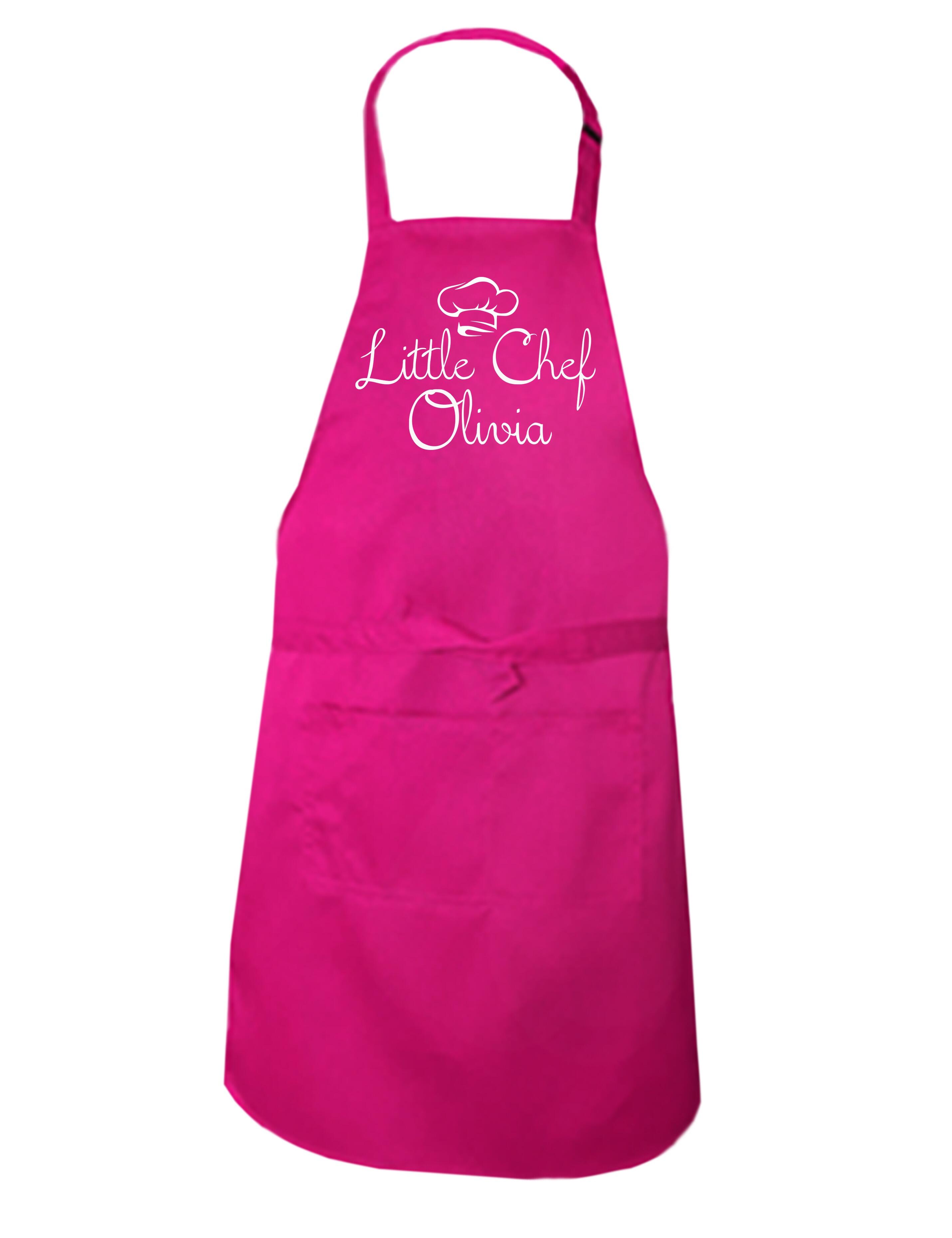 Little Chef Apron with pockets Hot Pink available in 30 Colours