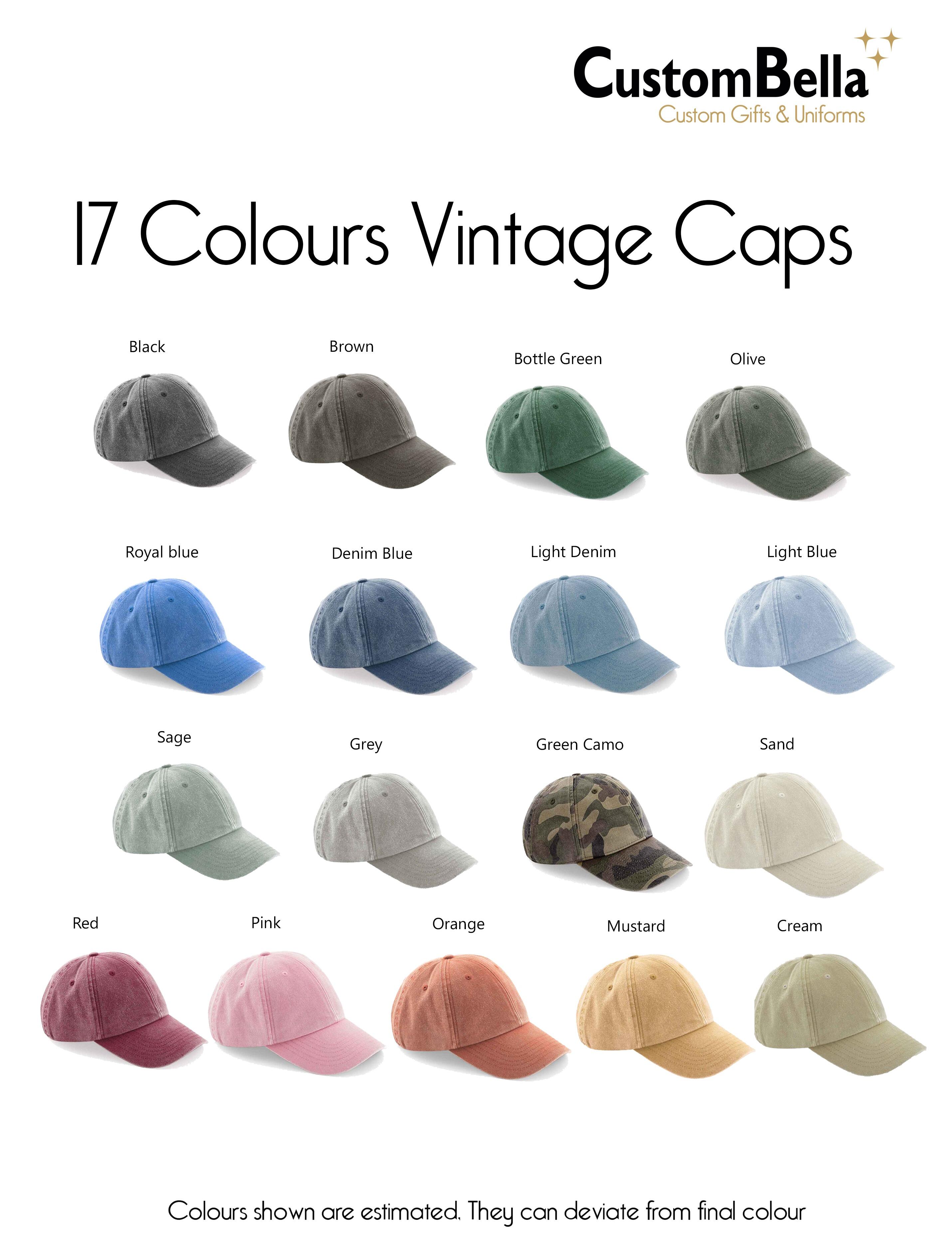 Personalised Embroidered Vintage Cap Mustard available in 17 Colours