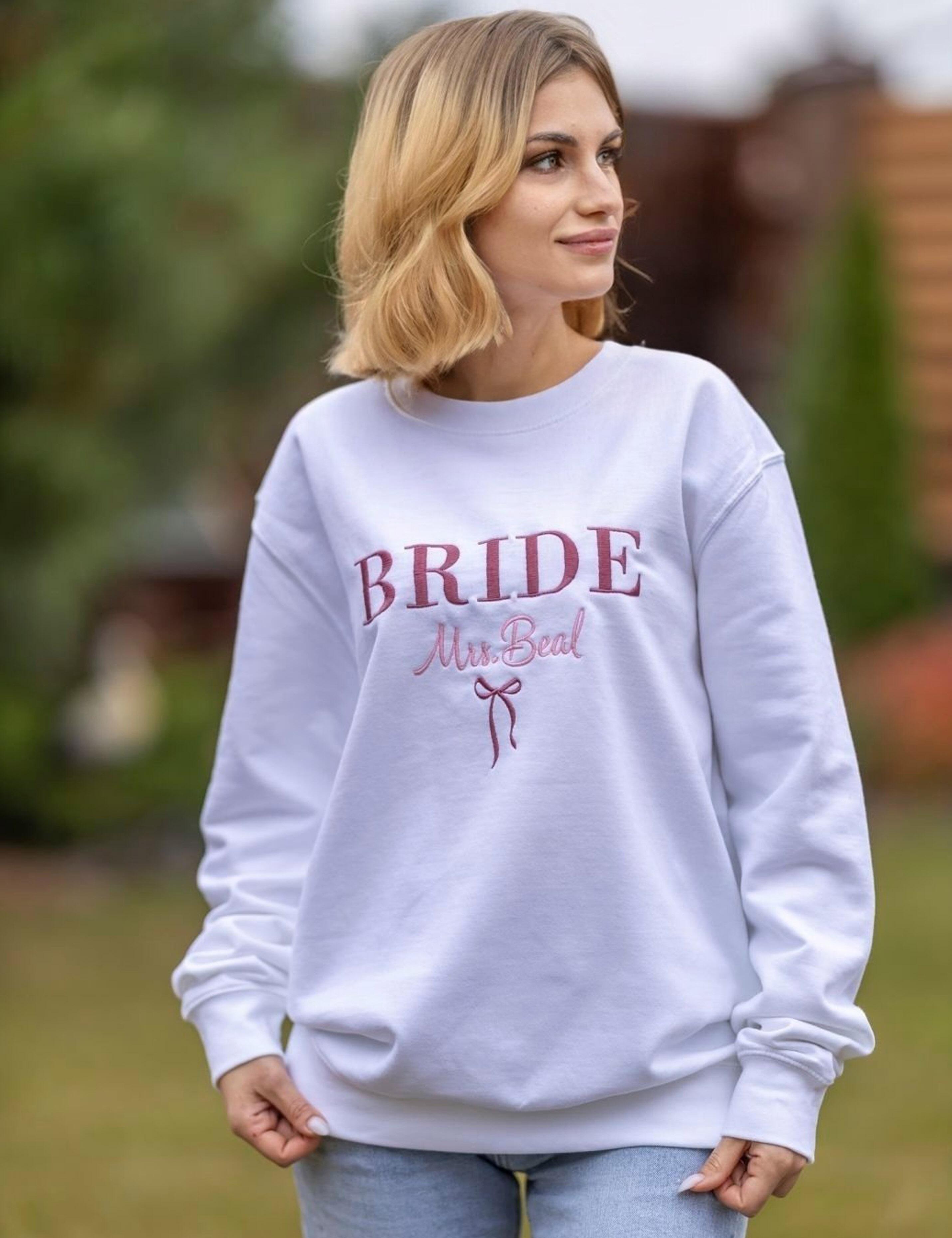 Personalised Embroidered Bride Jumper White available in 50 Colours