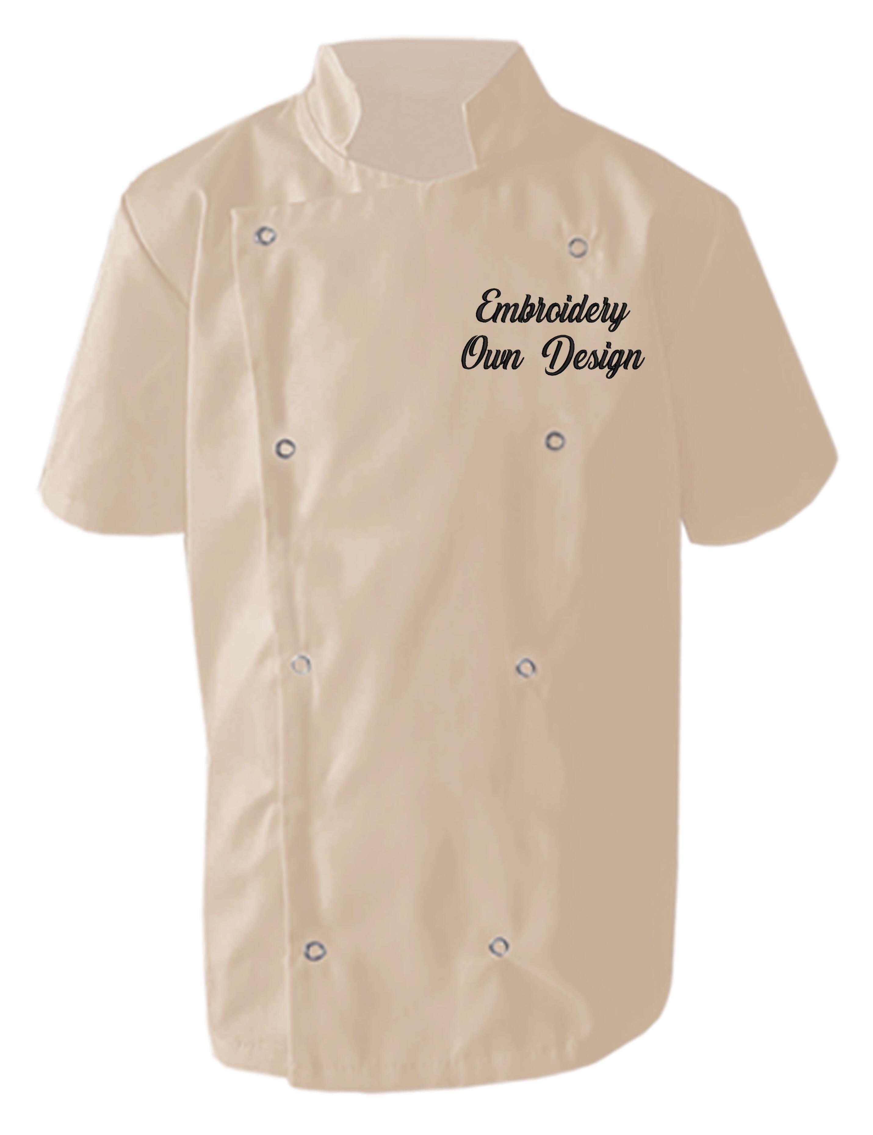 Personalised Embroidered Kids Chef's Jacket Cream available in 30 Colours