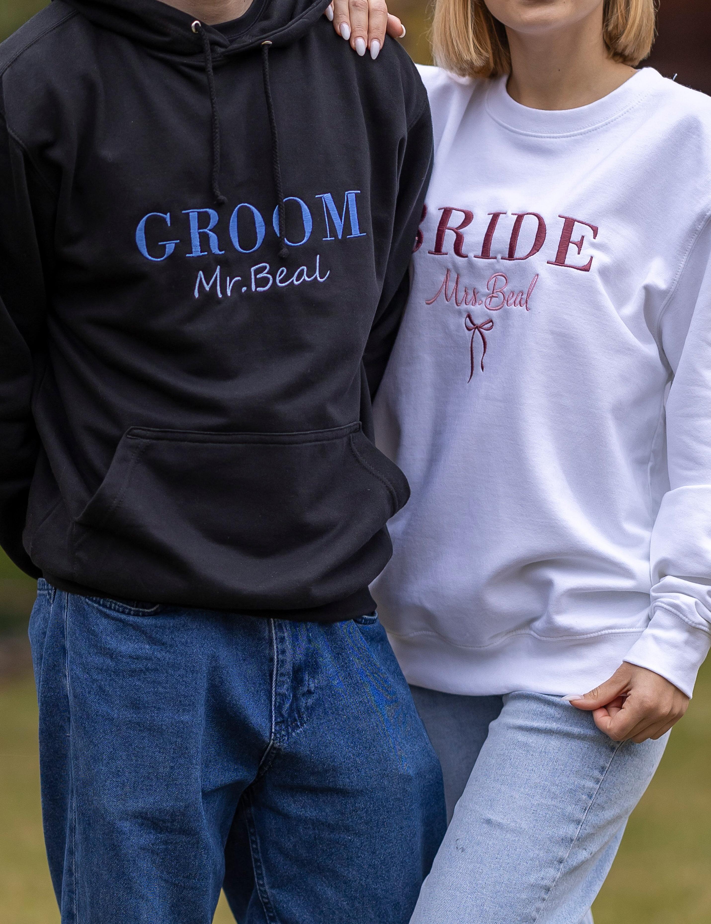Personalised Embroidered Bride Jumper White available in 50 Colours