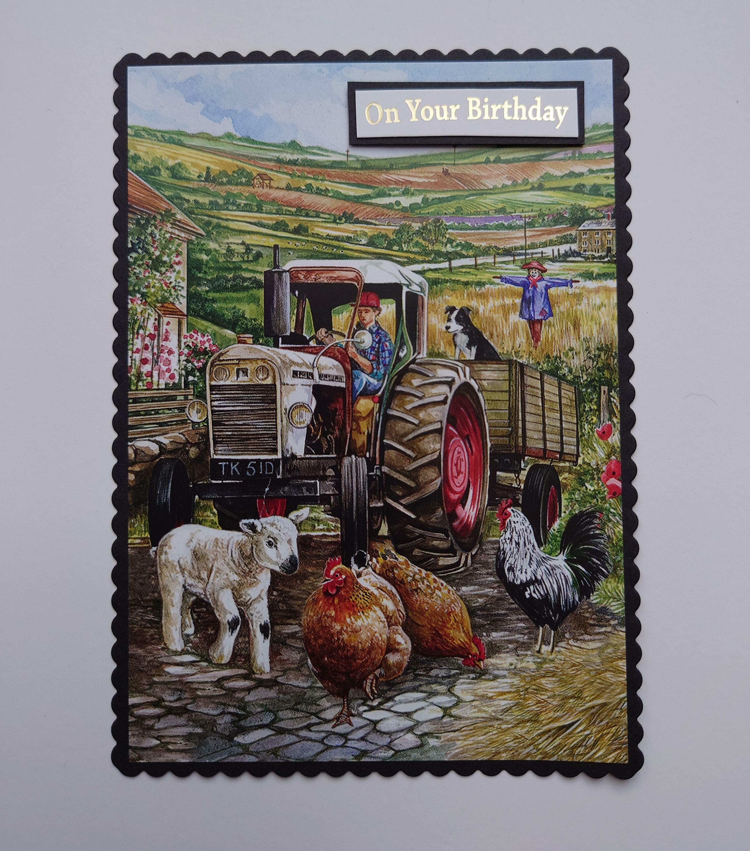 On Your Birthday Tractor Farm Animals Handmade Card Topper