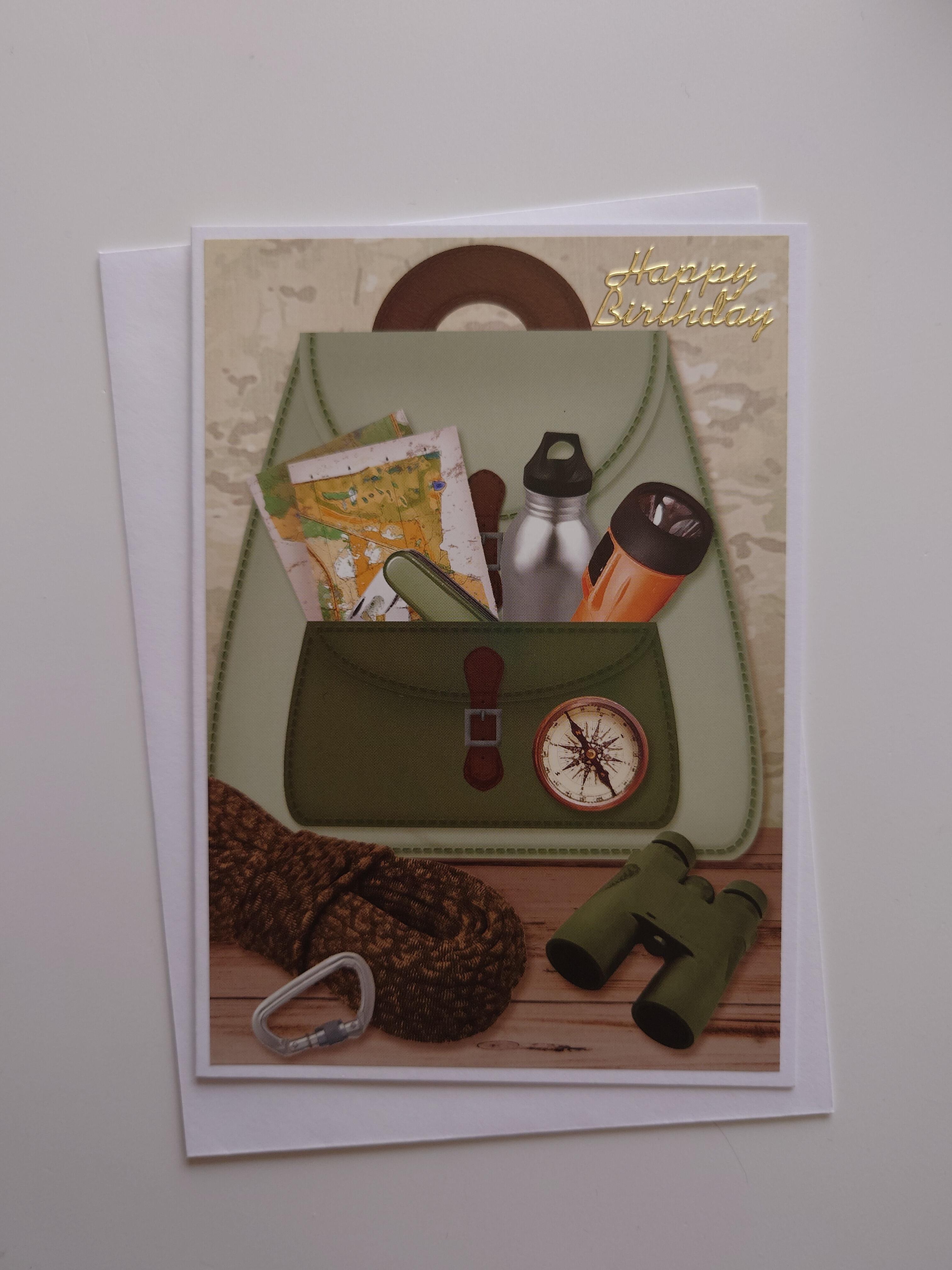 Happy Birthday Orienteering Backpack Handmade Card