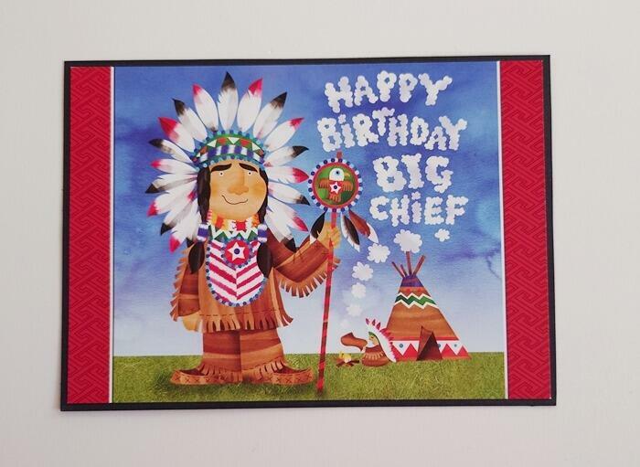 Happy Birthday Big Chief Native American Handmade Card Topper