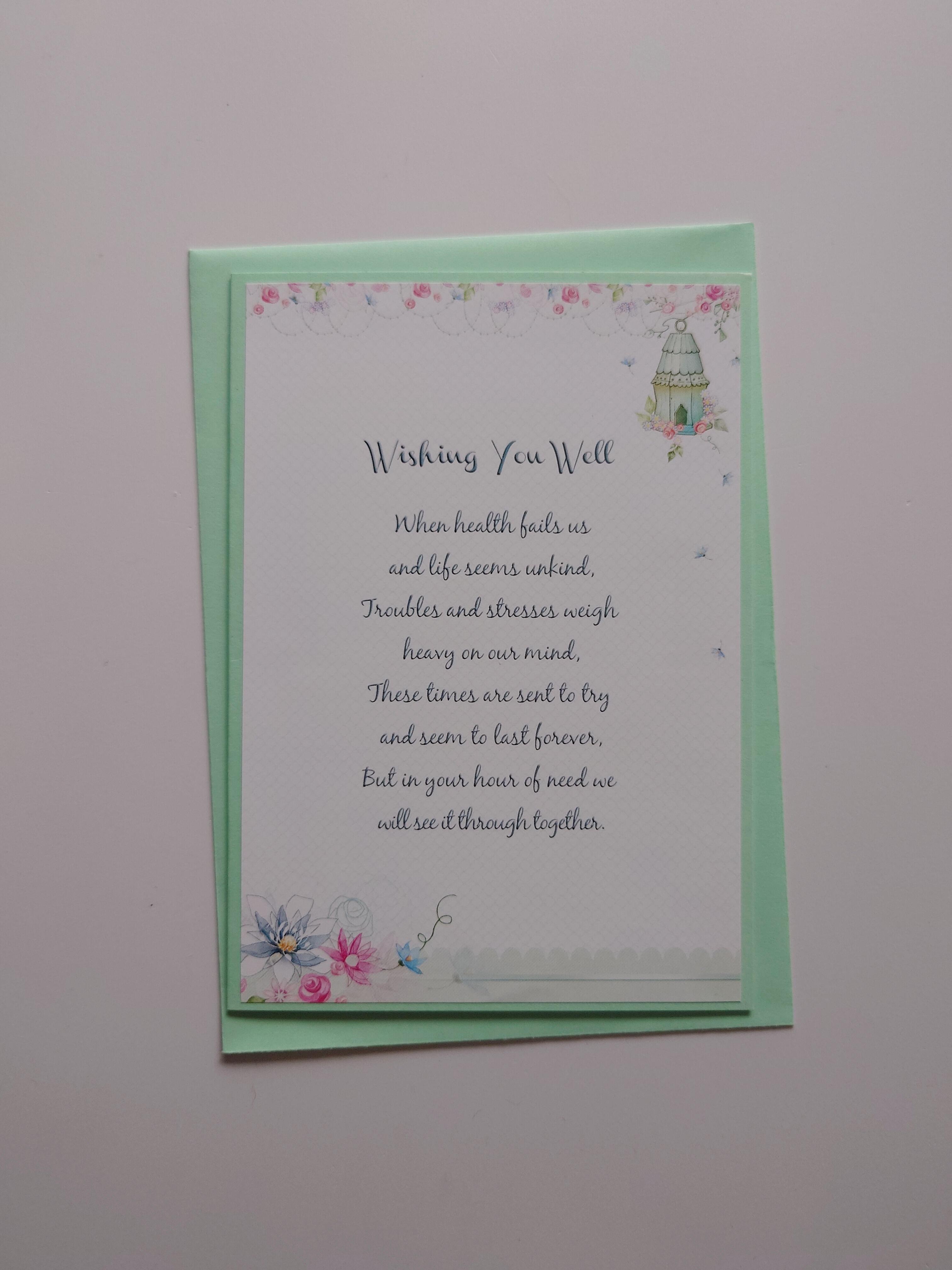 Wishing You Well Poem Get Well Handmade Card