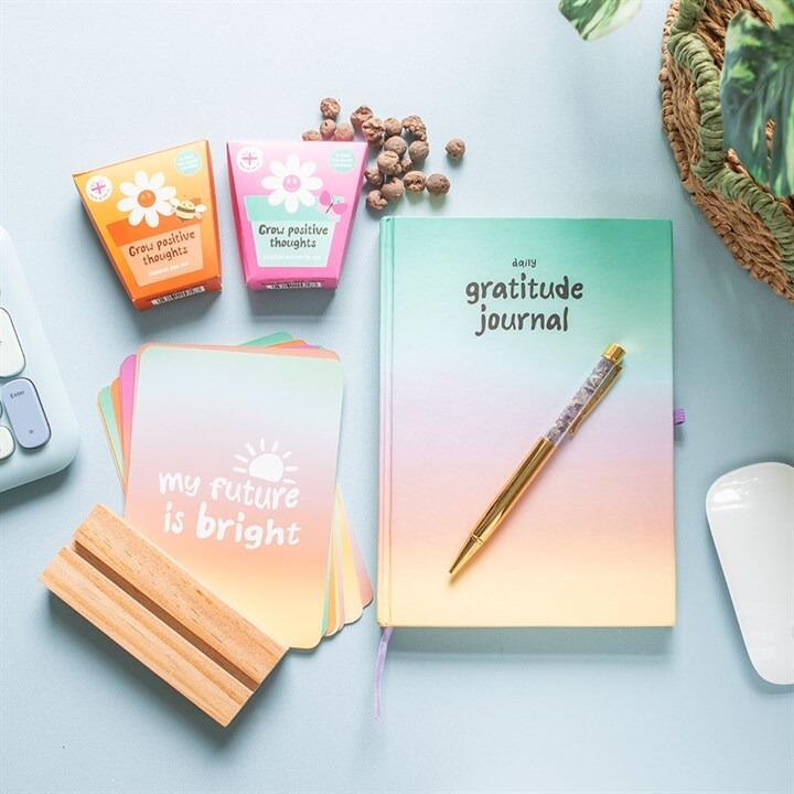 Mindful Moments Affirmation Cards - 10 Cards with Wooden Stand