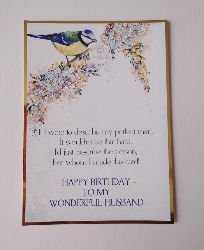 Happy Birthday To My Wonderful Husband Poem Handmade Card Topper