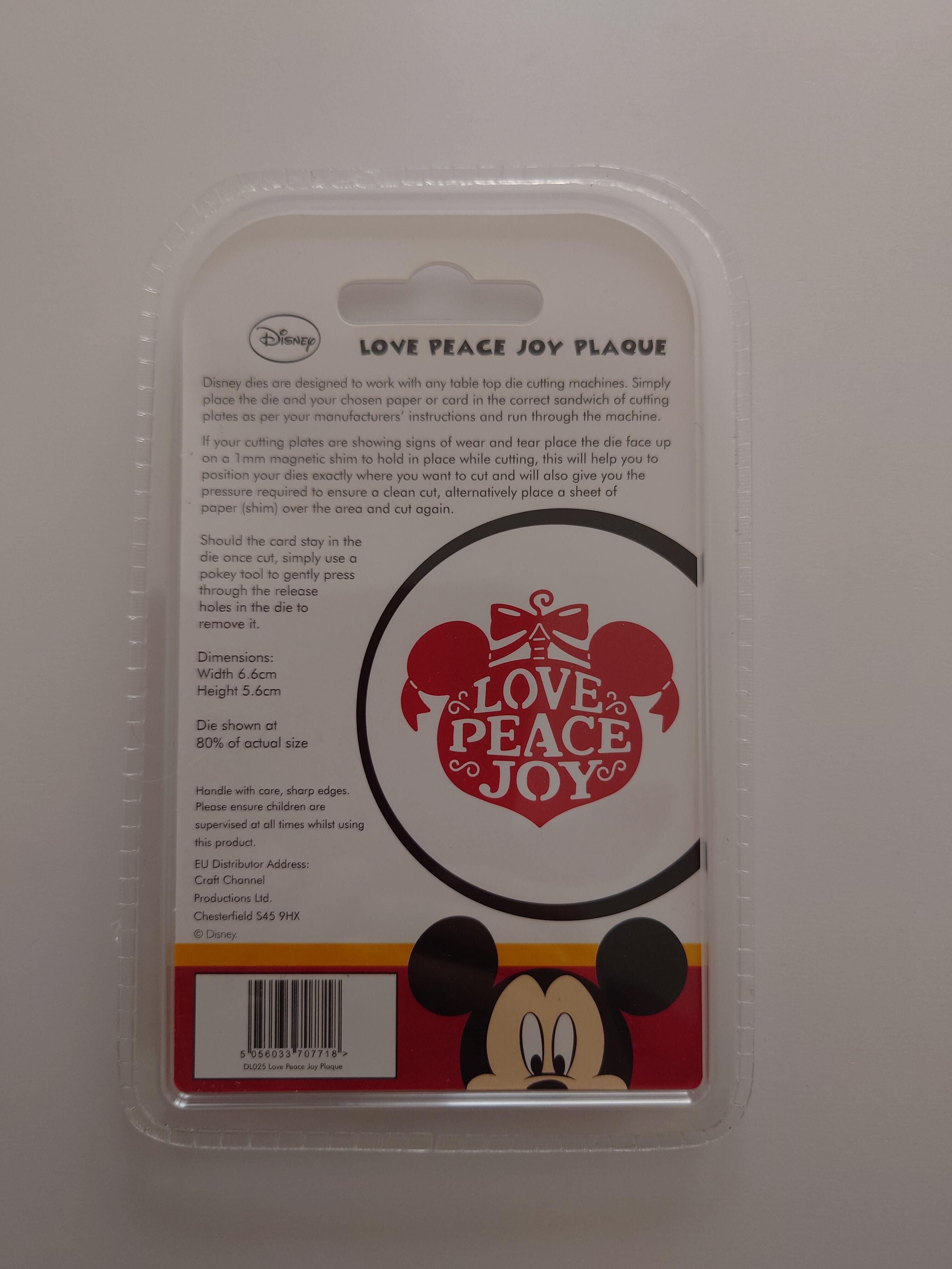 Vintage Disney Mickey Mouse and Friends Love Peace Joy Plaque