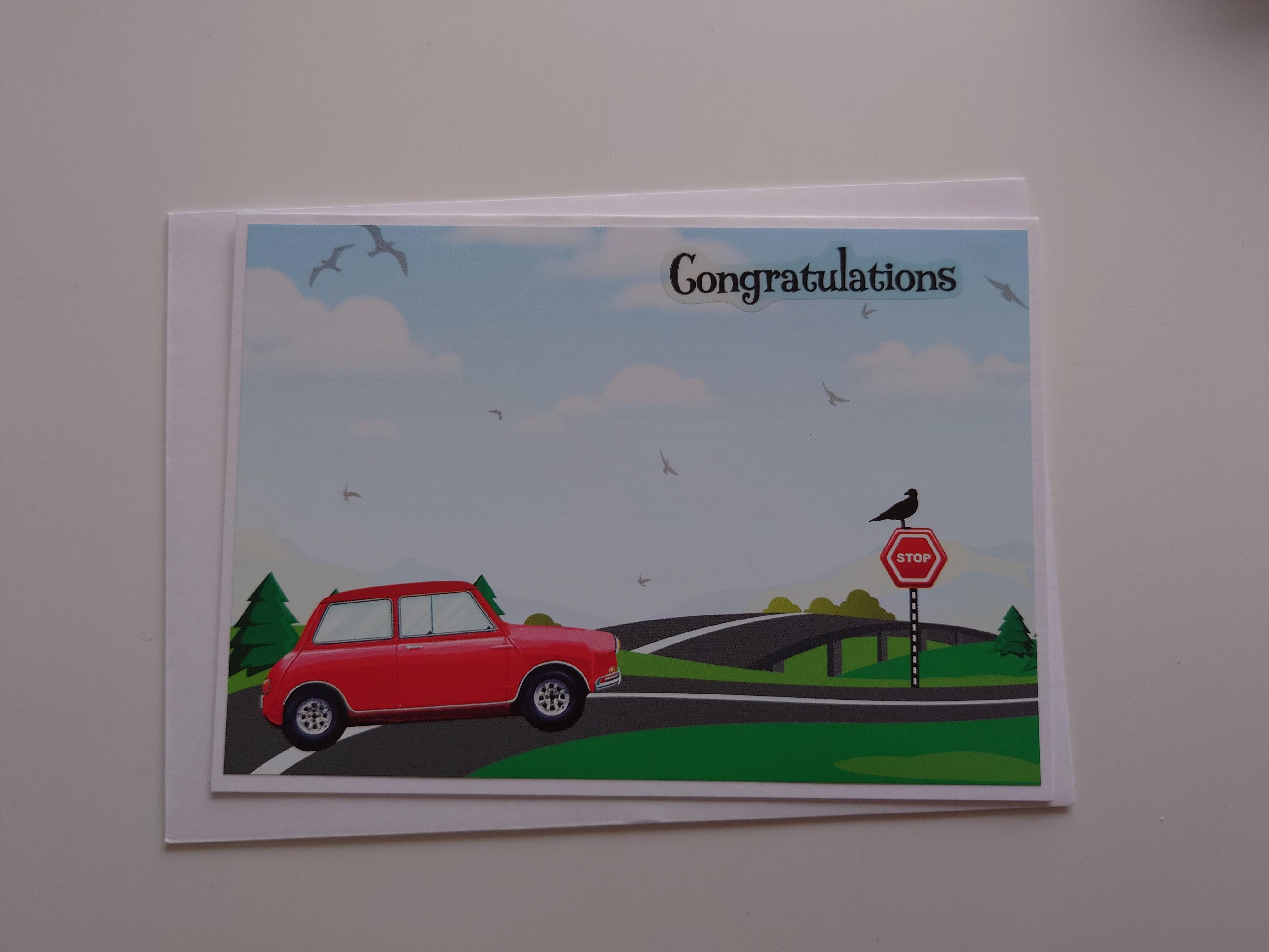 Congratulations You Passed Your Driving Test Red Mini Handmade Card