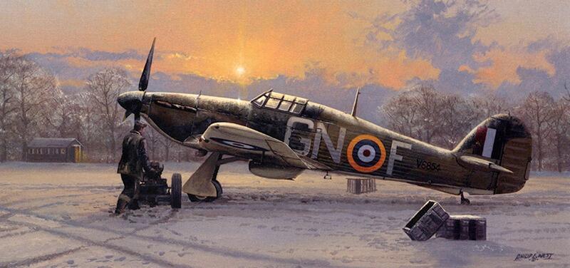Home is the Hunter - Hawker Hurricane - RAF Aviation Christmas Card.