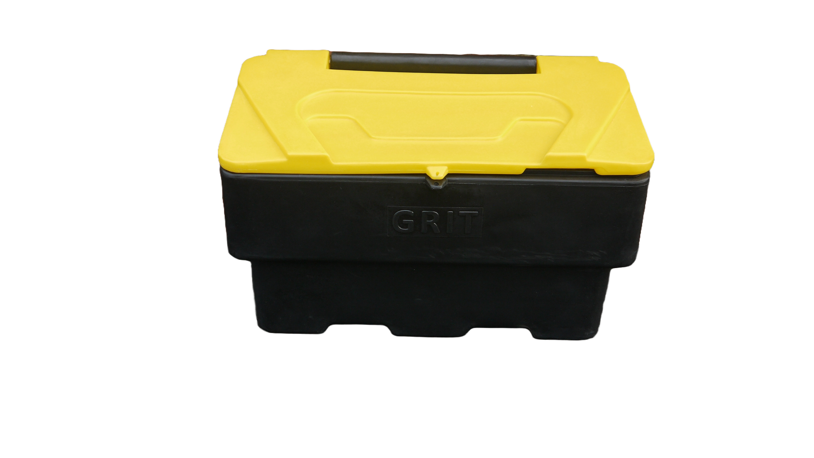 Nevis 200kg Grit Bin is a lockable black/yellow salt box for white salt ...
