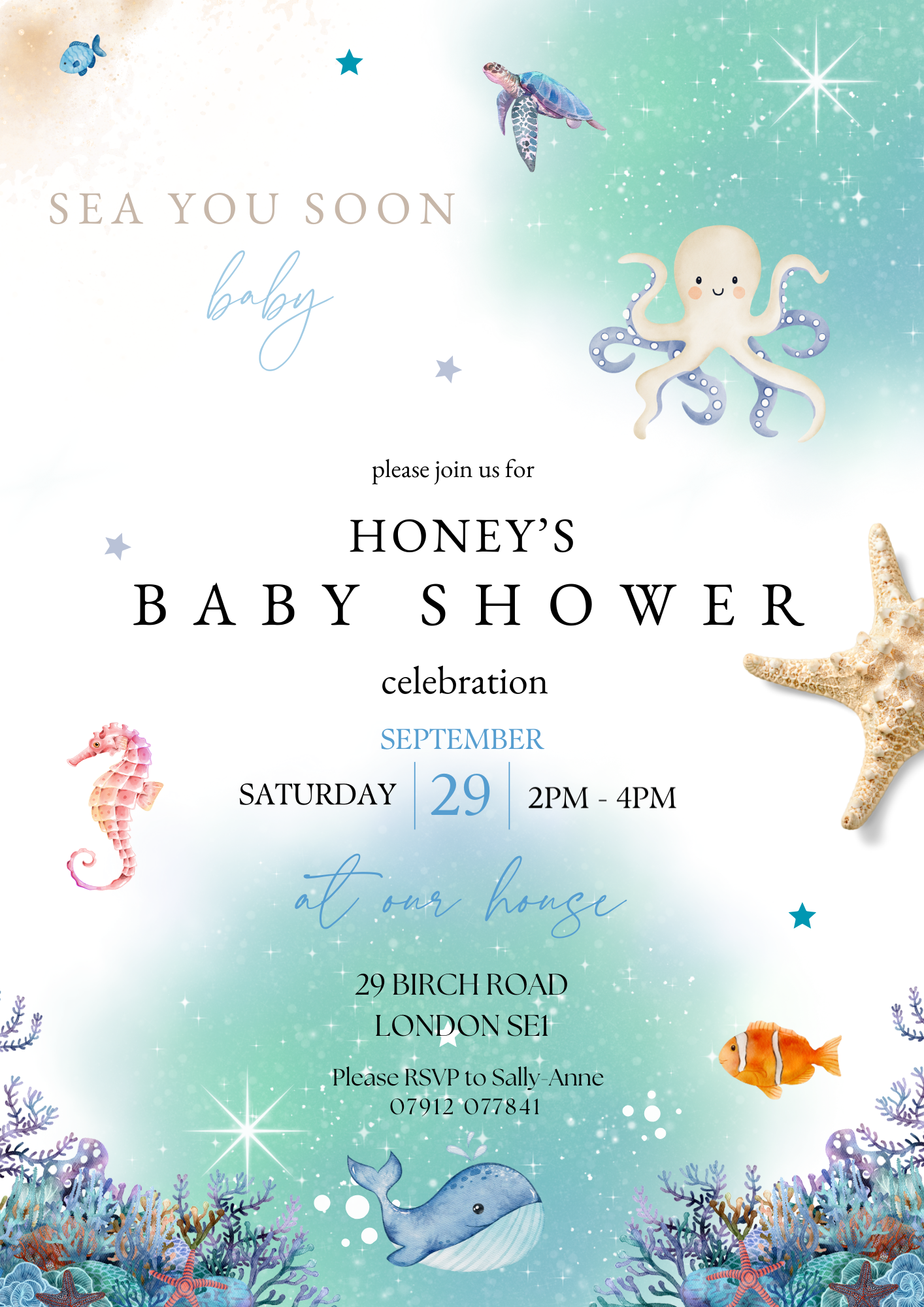Sea You Soon Baby Shower Sign
