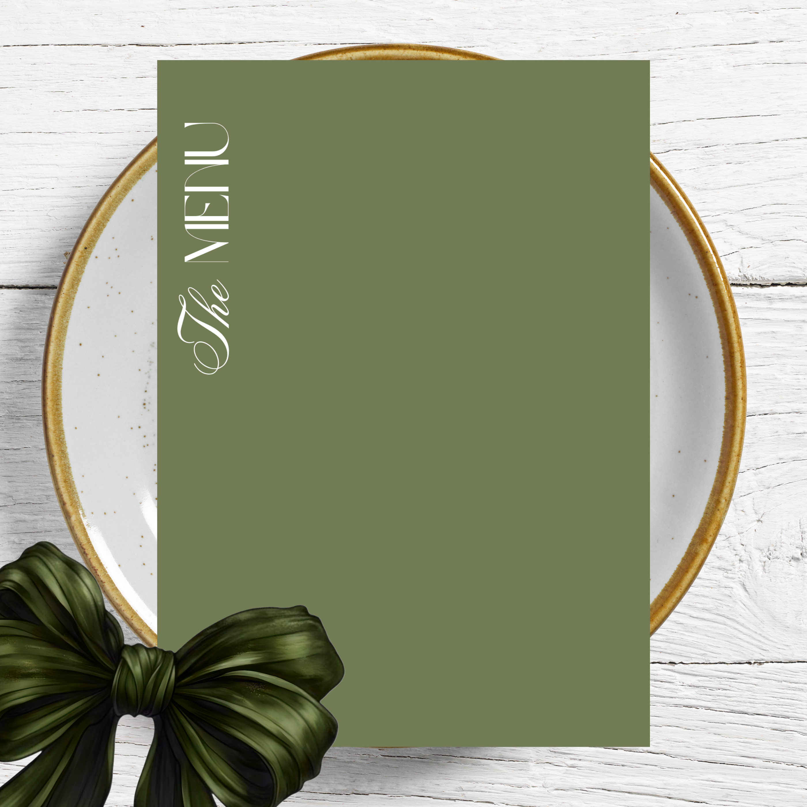 Olive Luxe Green Wedding Menu Cards