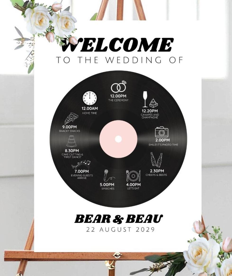 Vinyl Record Retro Wedding Table Plan