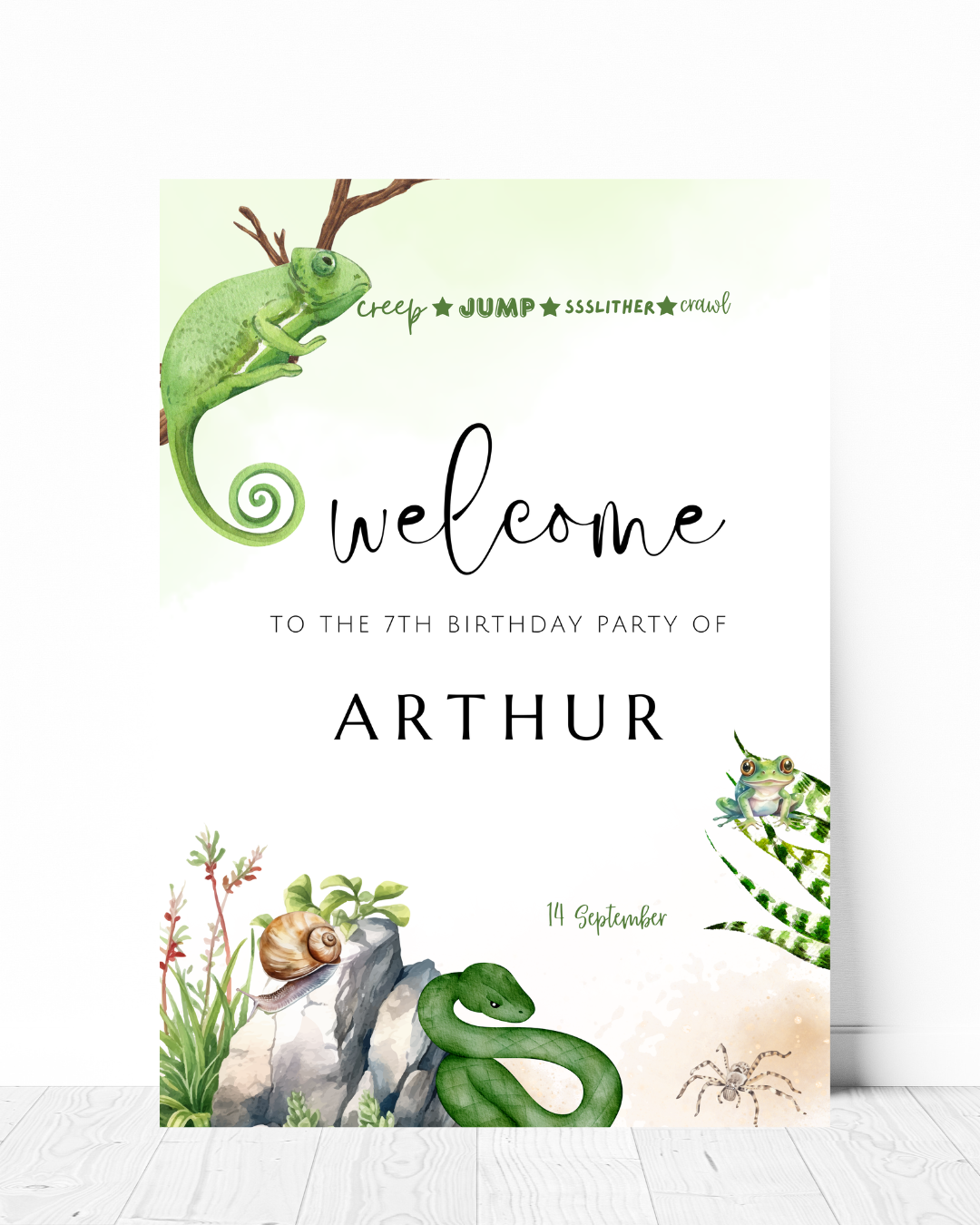 Reptile Party Happy Birthday Board