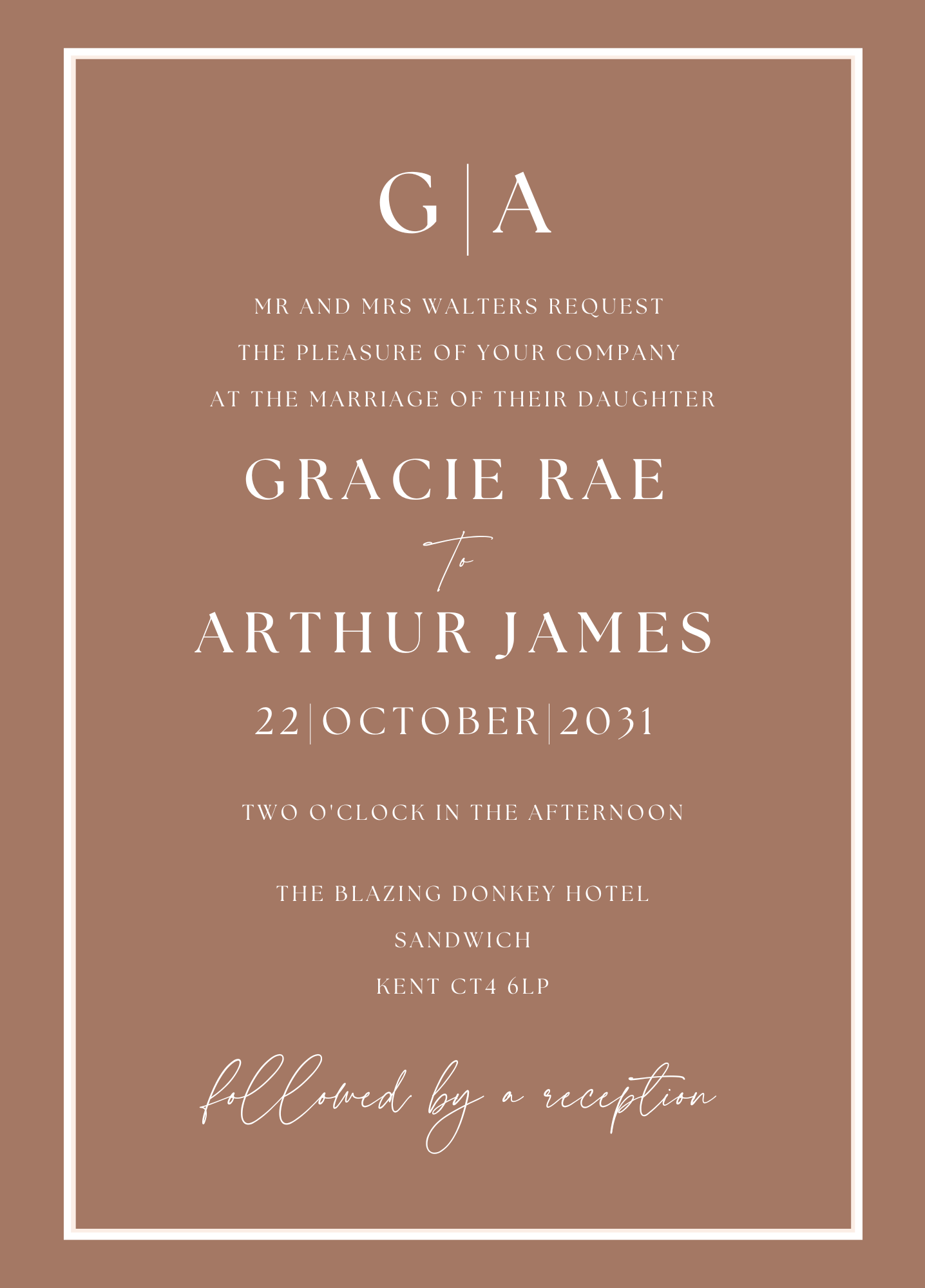 Mocha Mousse Brown Wedding Invitations