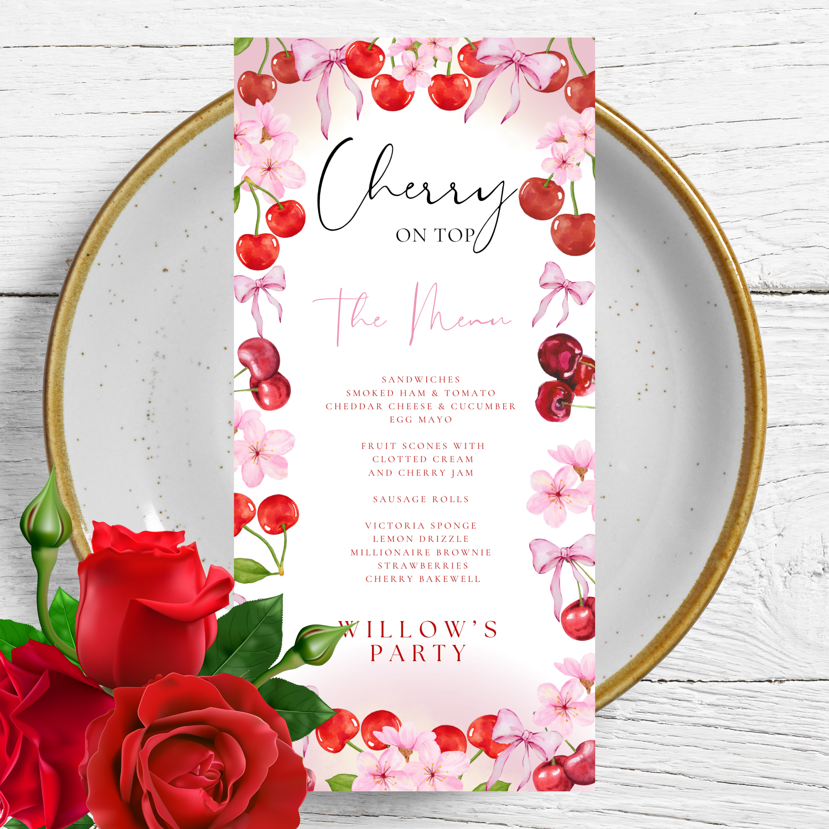 Cherry On Top Menu Cards