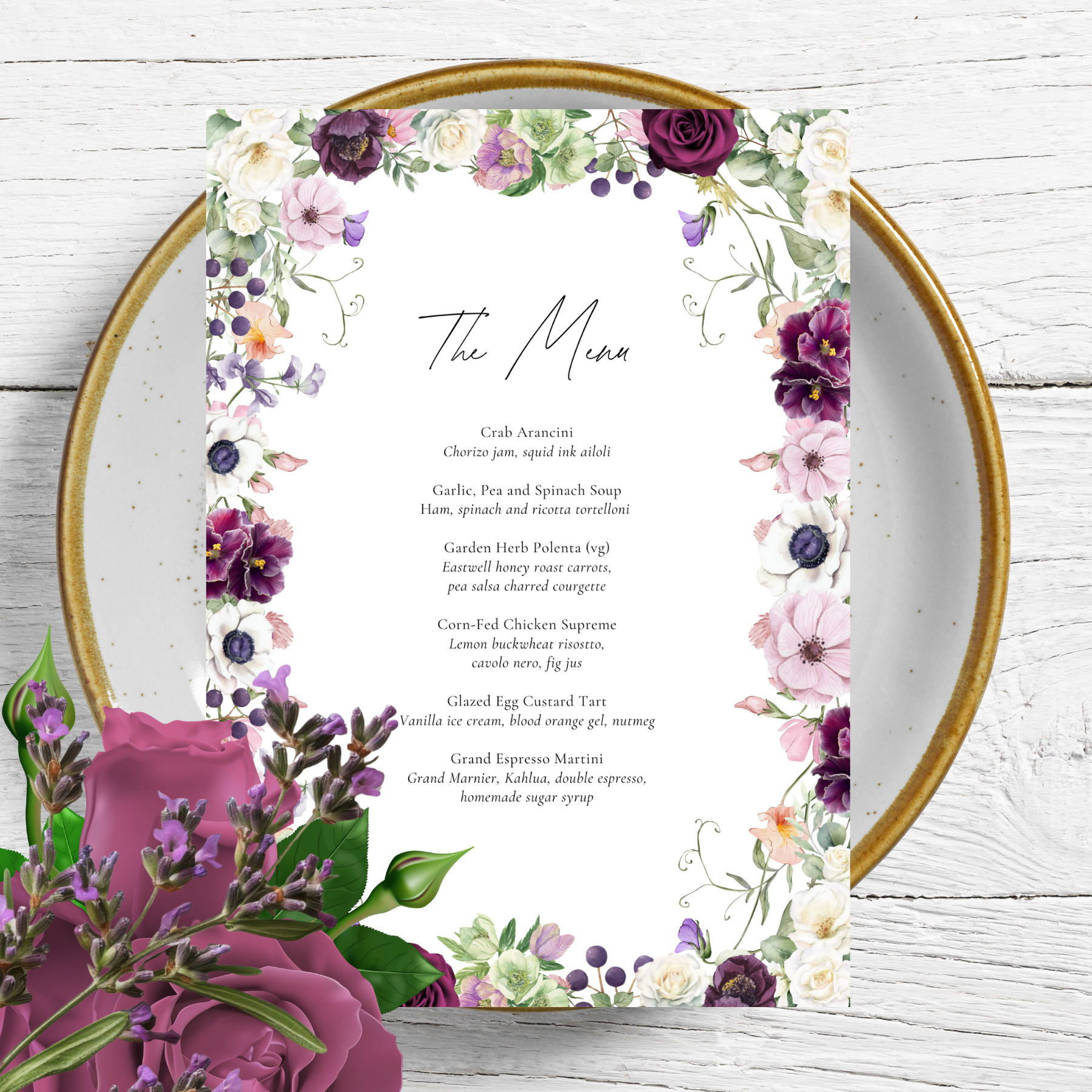 Floral Wedding Menus - Ibolya