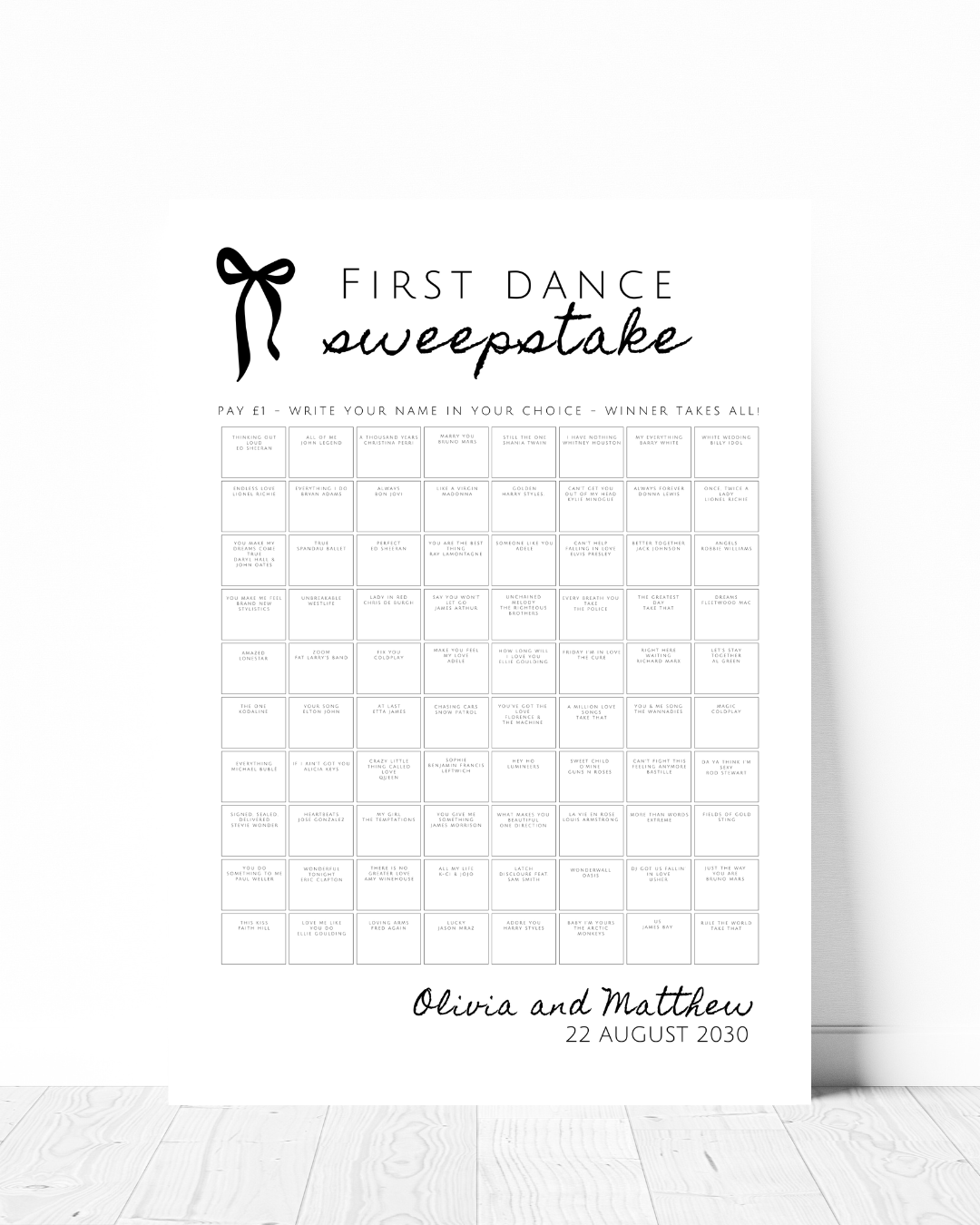 Wedding First Dance Sweepstake Sign