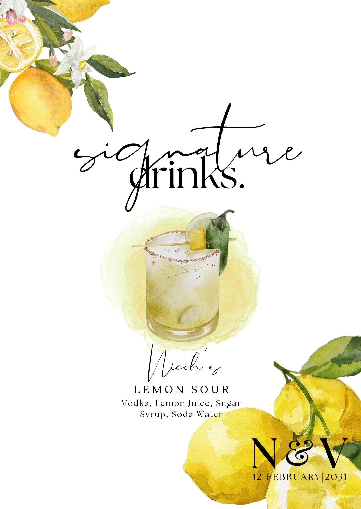 Lemon Wedding Welcome Sign