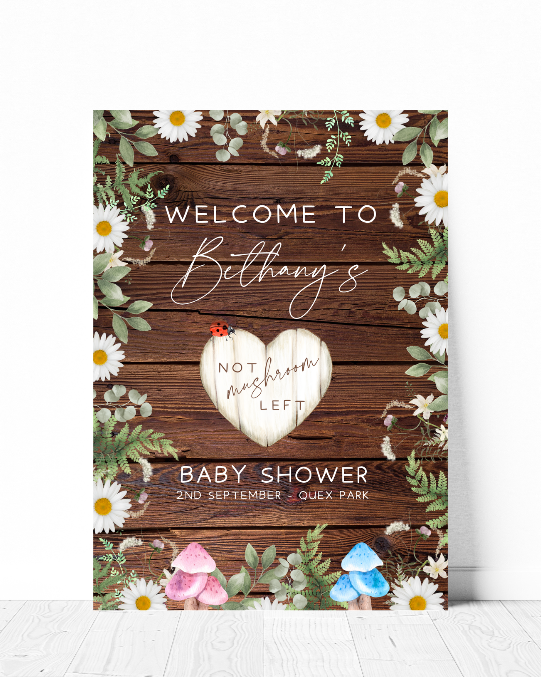 Woodland Mushroom Baby Shower Welcome Sign